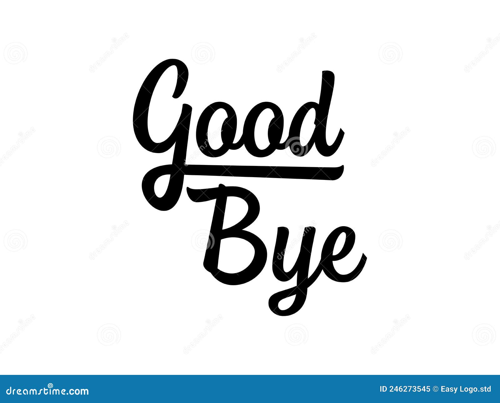 Good Bye Text Handwritten Lettering Calligraphy with Black Line Style ...