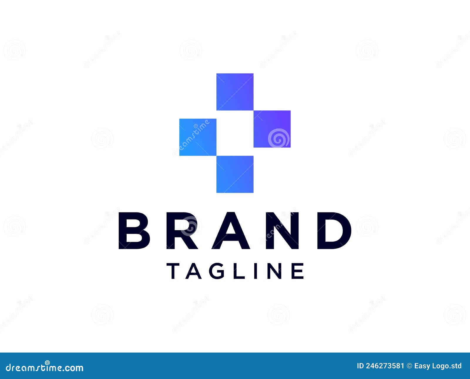 Medical Logo. Blue Cross Sign Square Rounded Dot Liquid Isolated on ...