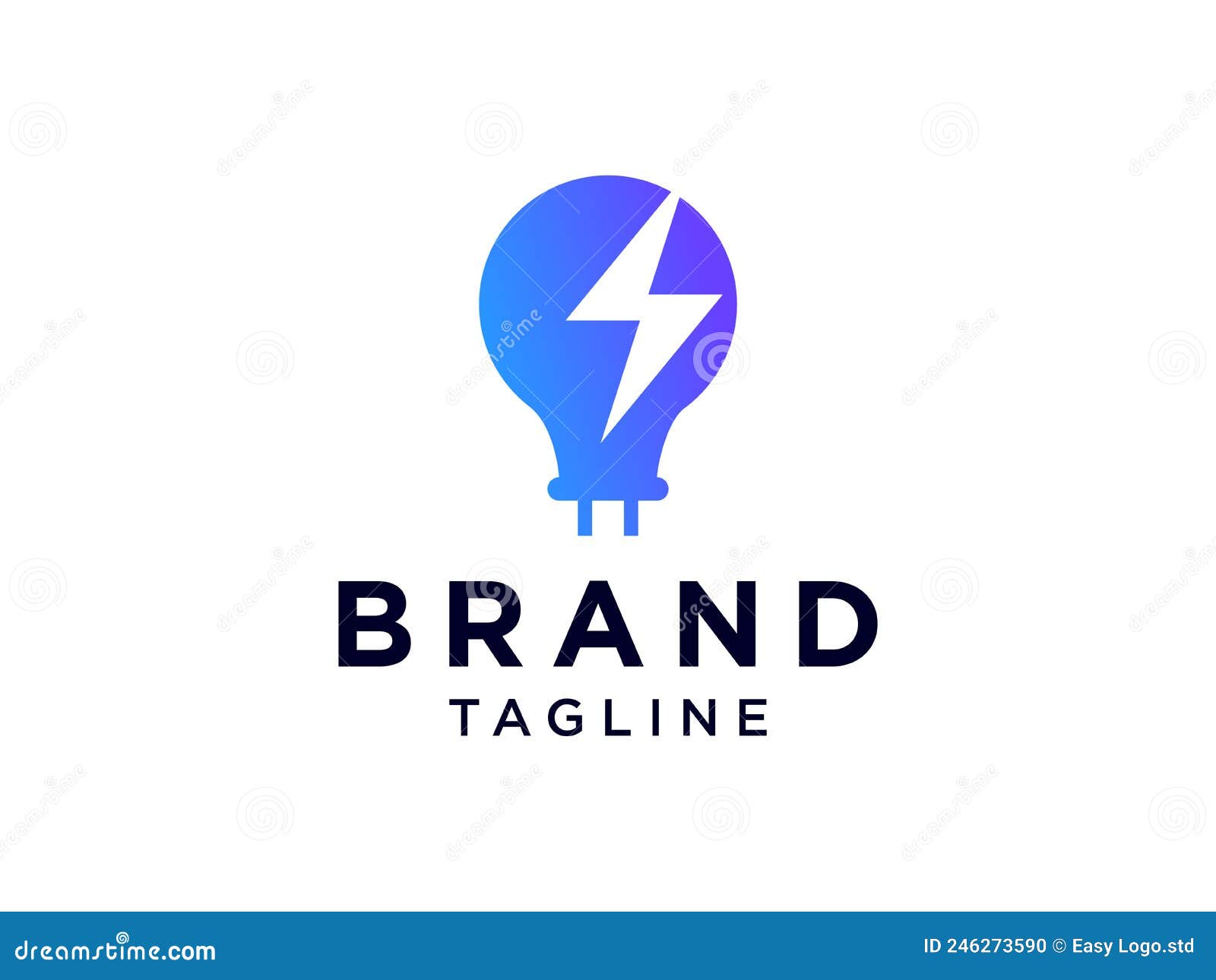 Modern Electric Logo. Blue Bright Lightbulb Line Icon Electricity ...