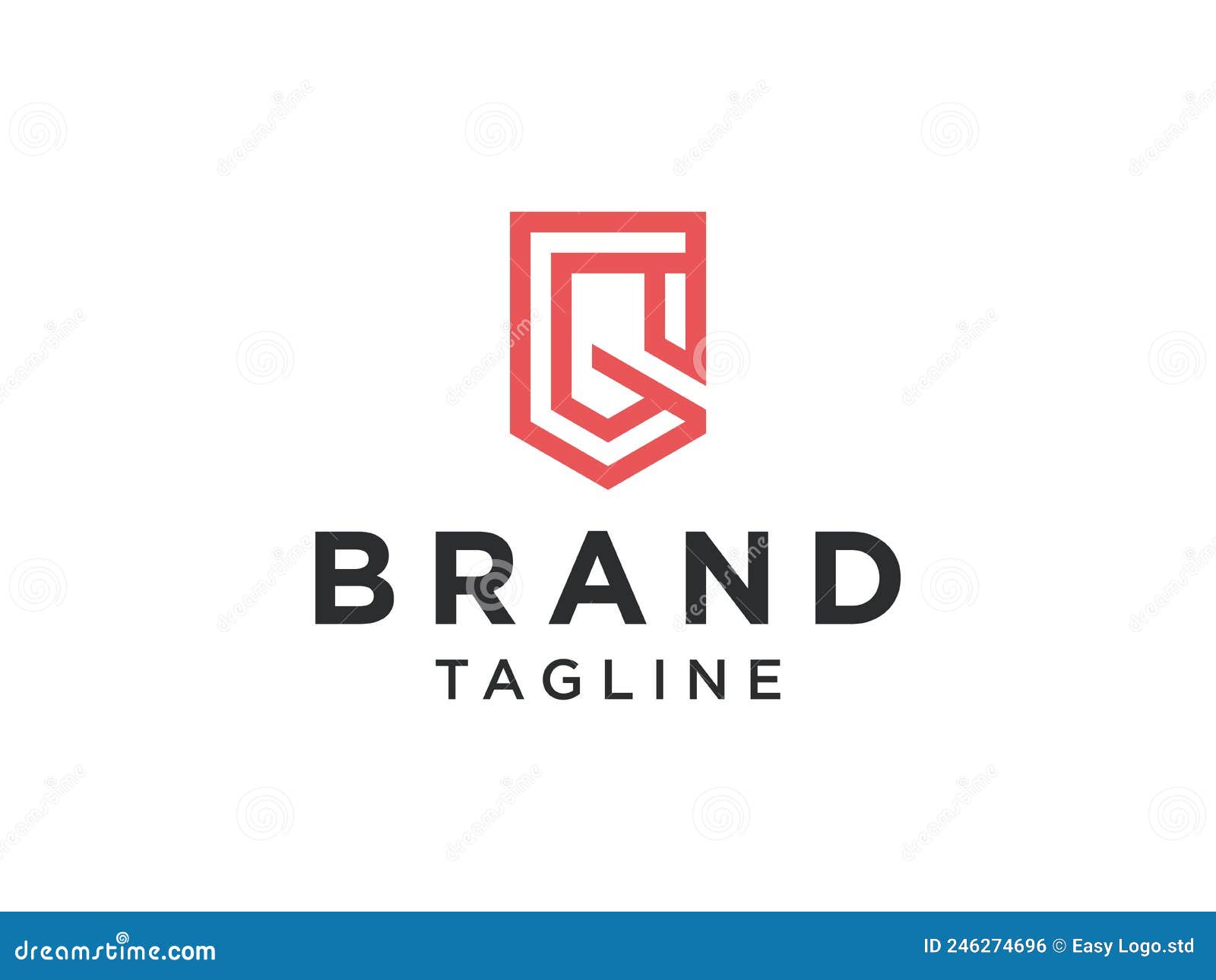 Initial Letter G Red with Line Icon Inside. Flat Vector Logo Design ...