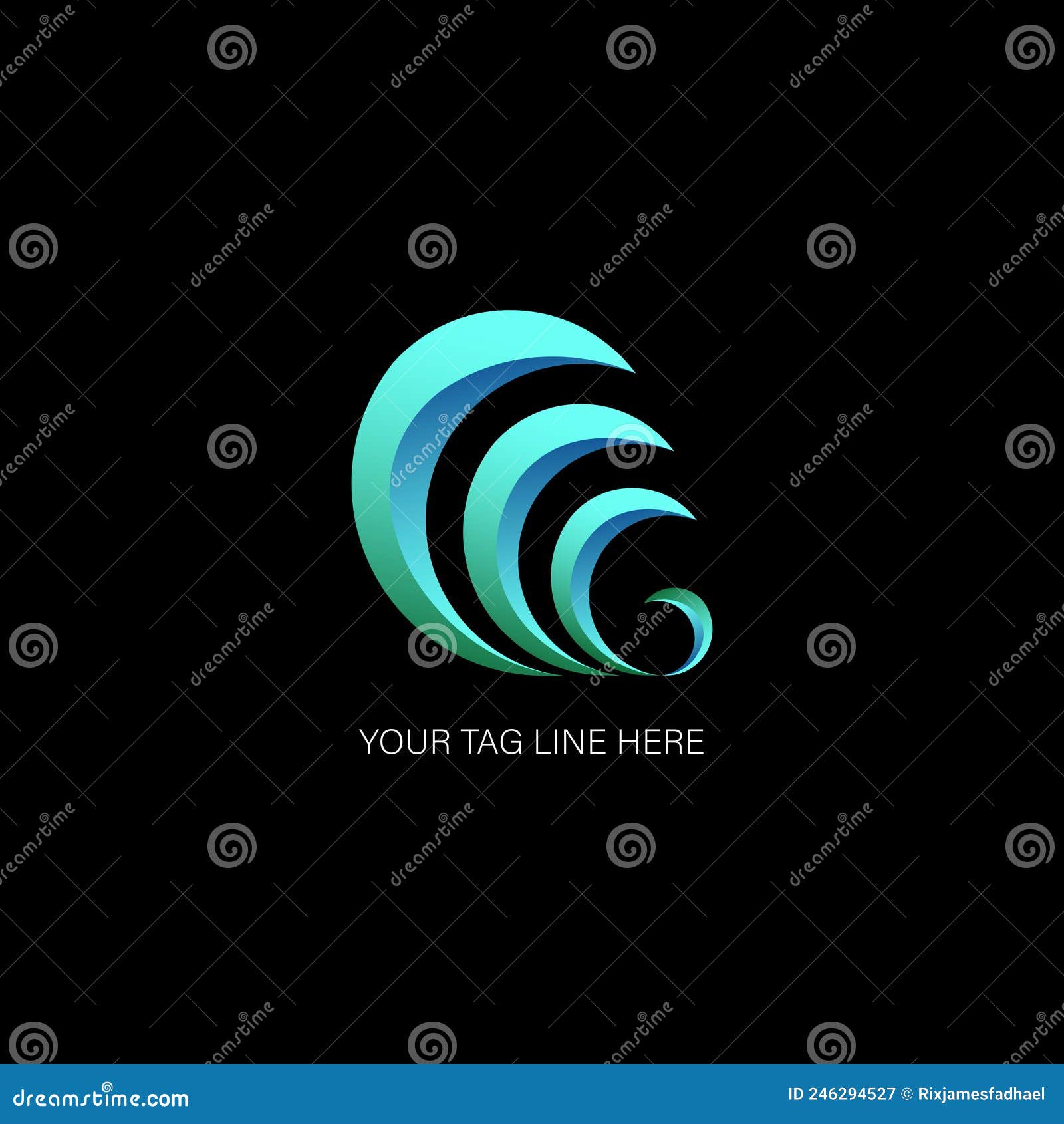 Abstract Wave Shape Logo Template Isolated in Black Stock Vector ...