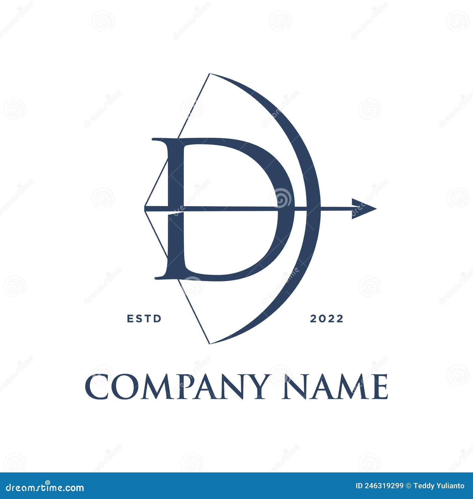 Modern Initial D Bow Logo stock vector. Illustration of archery - 246319299