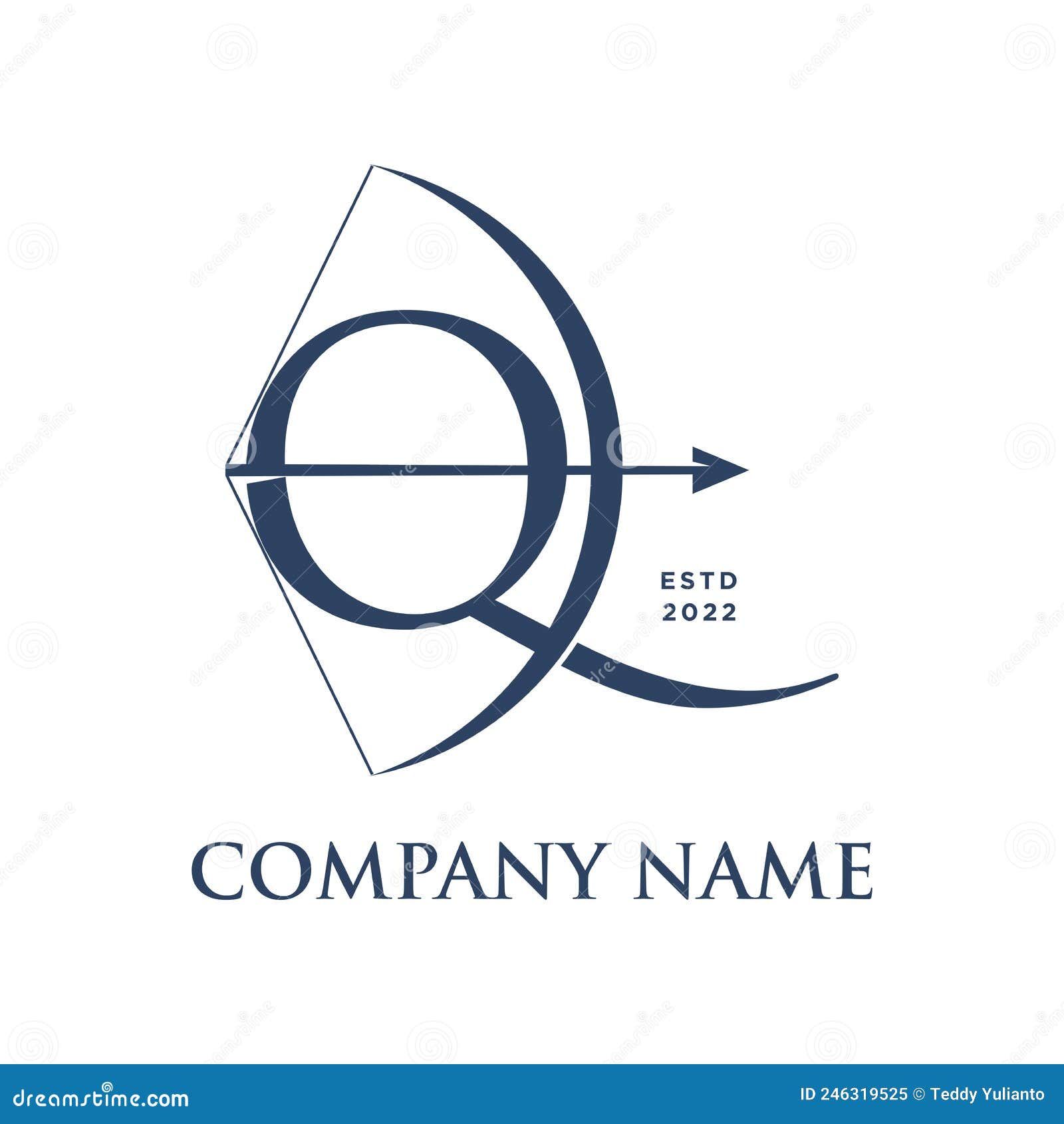 Modern Initial Q Bow Logo stock vector. Illustration of club - 246319525