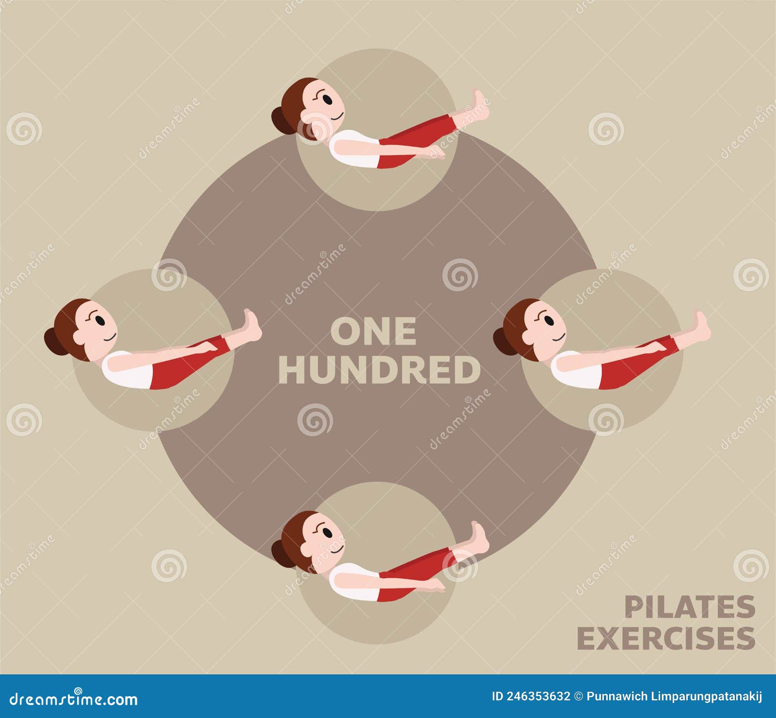 Pilates Moves Exercises Side Leg Lift Cute Cartoon Vector Illustration ...