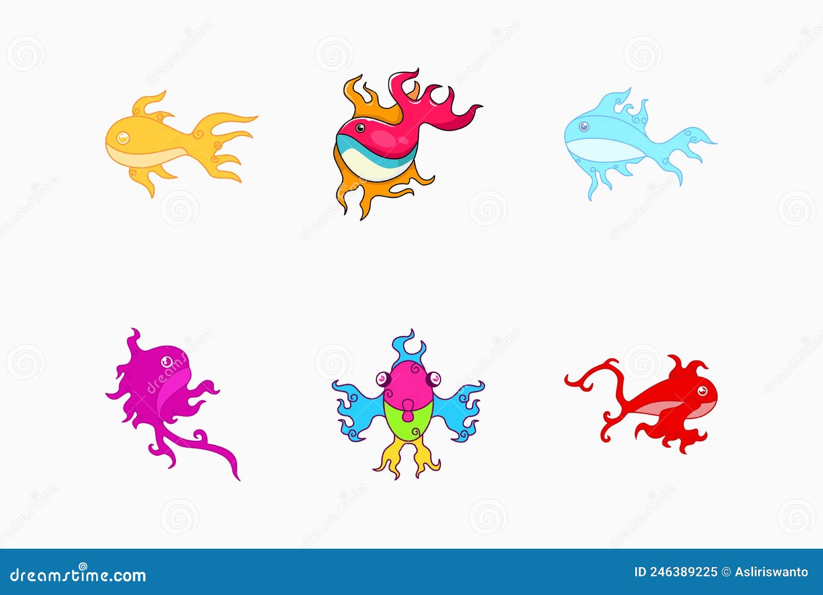 Six Fish Illustrations. Beautiful and Colorful Stock Vector ...