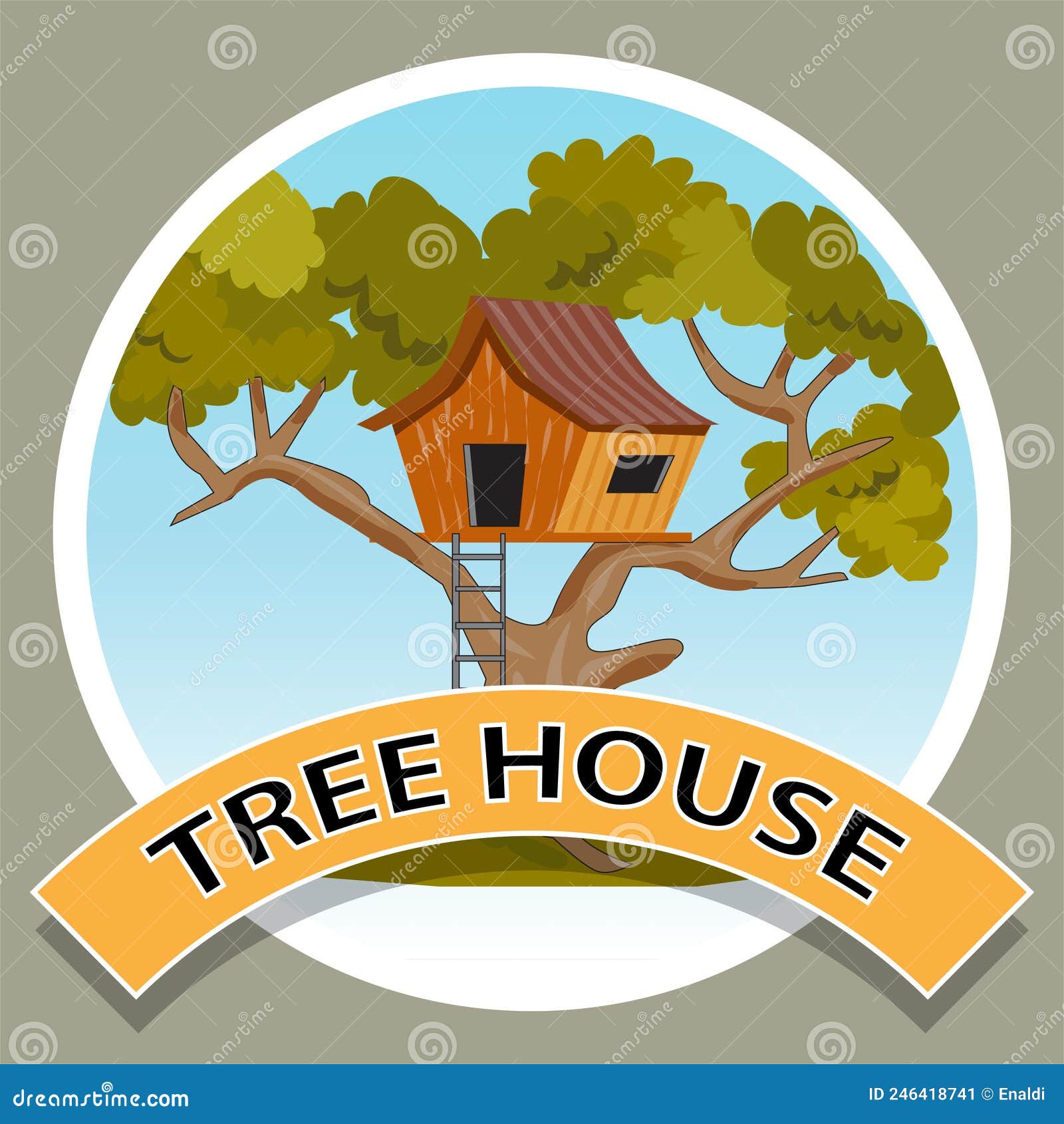 Tree House Sign and Badge Vector Illustration Stock Vector ...
