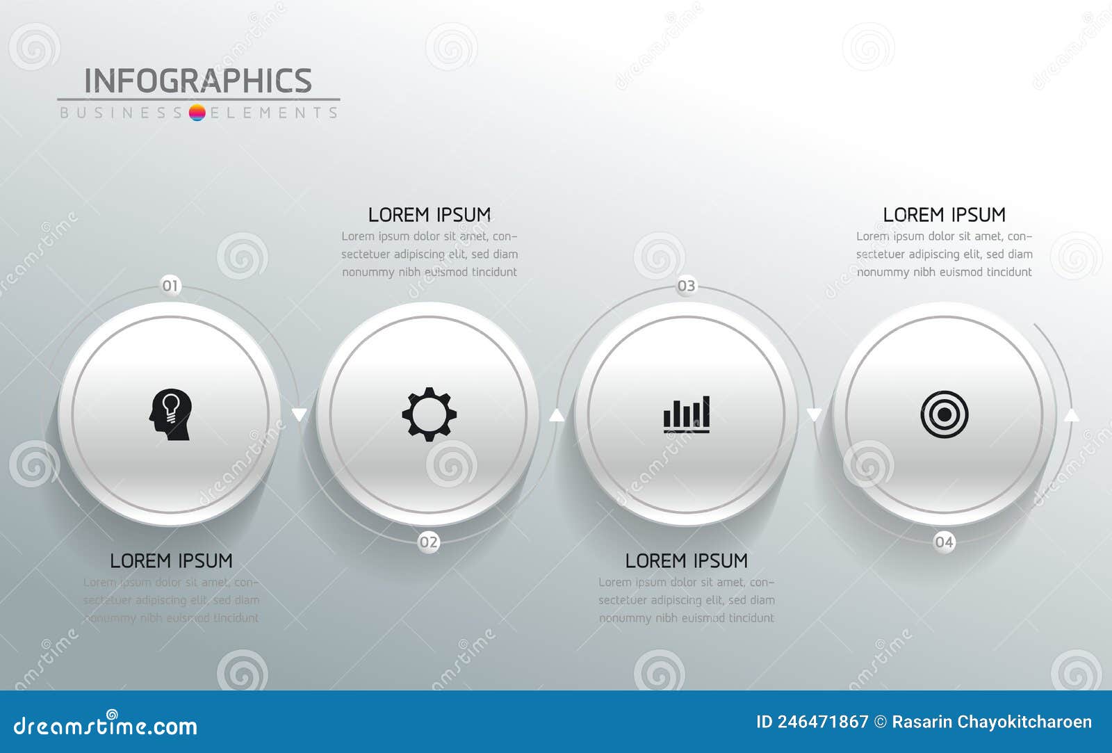 Infographics 4 Element. Graphic Chart, Business Information, with Icons ...