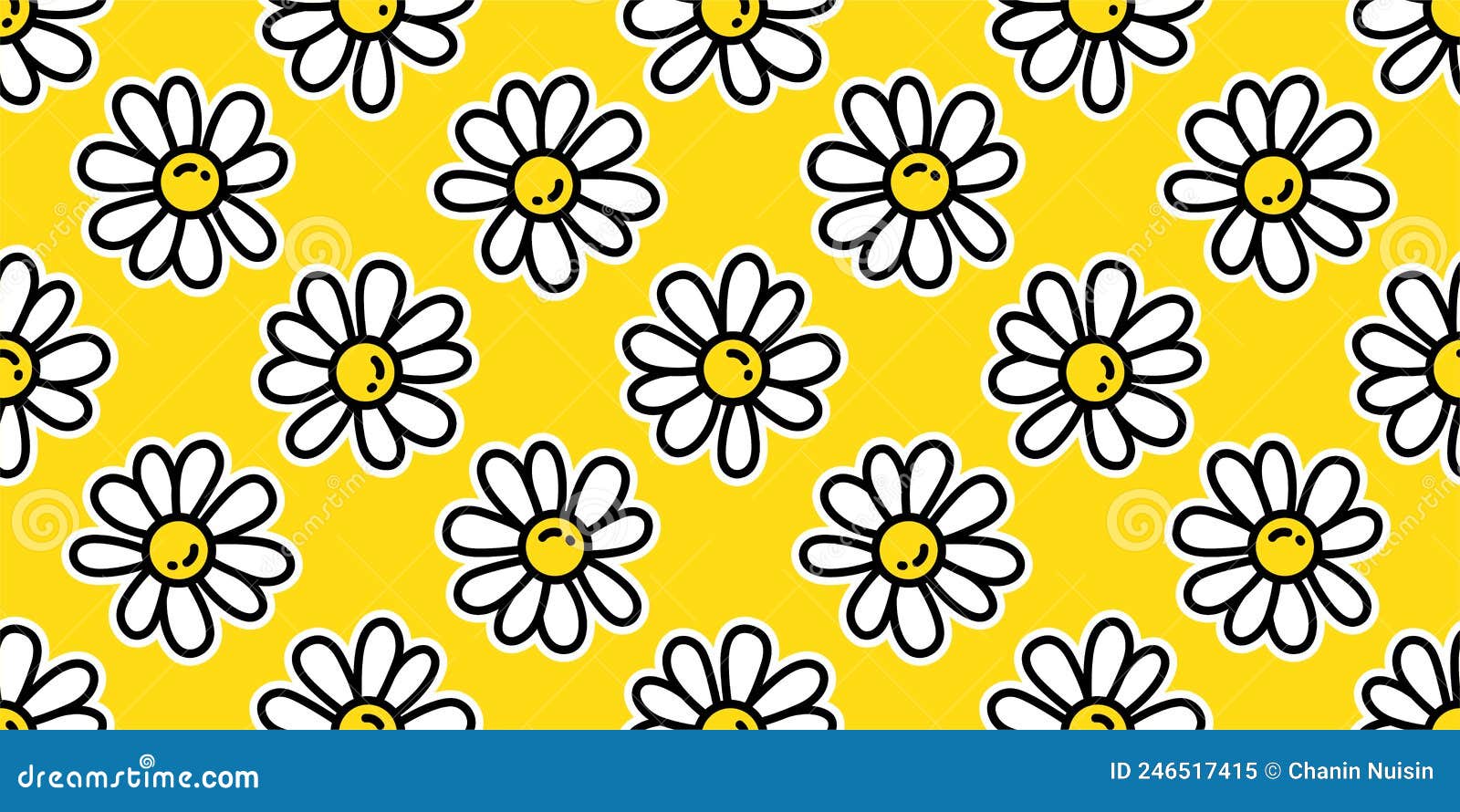 Daisy Flower Seamless Pattern Plant Vector Leaves Garden Forest Tile ...