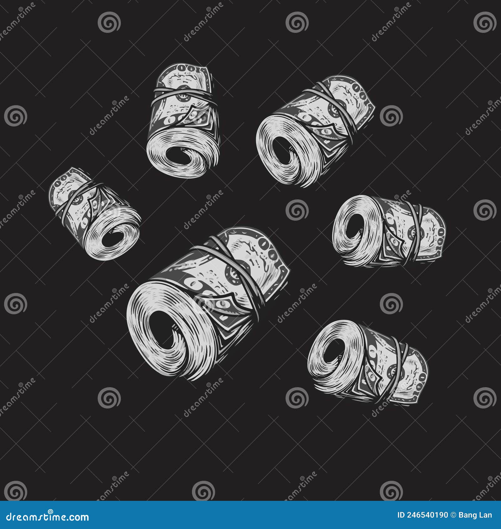 Illustration of a Picture of a Money Roll Stock Vector - Illustration ...