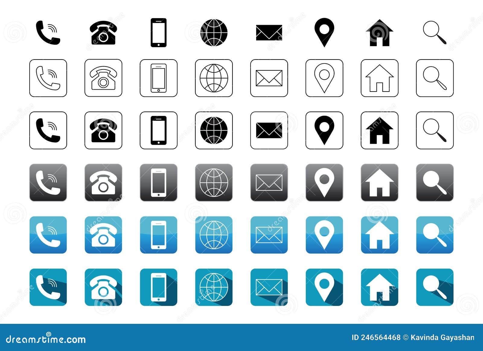 Editable Square Icons. 6 Style Contact Icon Pack. All Are 48 Icons ...