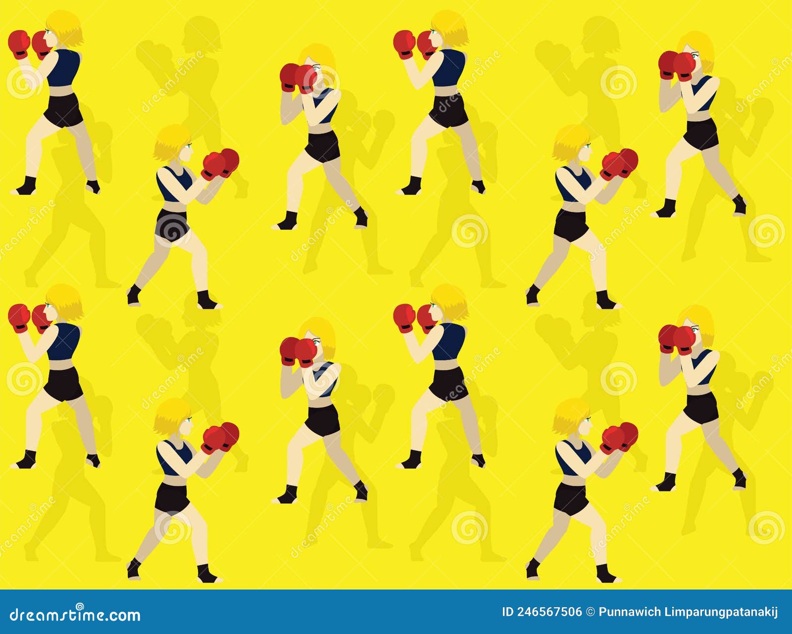 Boxing Poses Cartoon Protecting Side Seamless Wallpaper Background ...