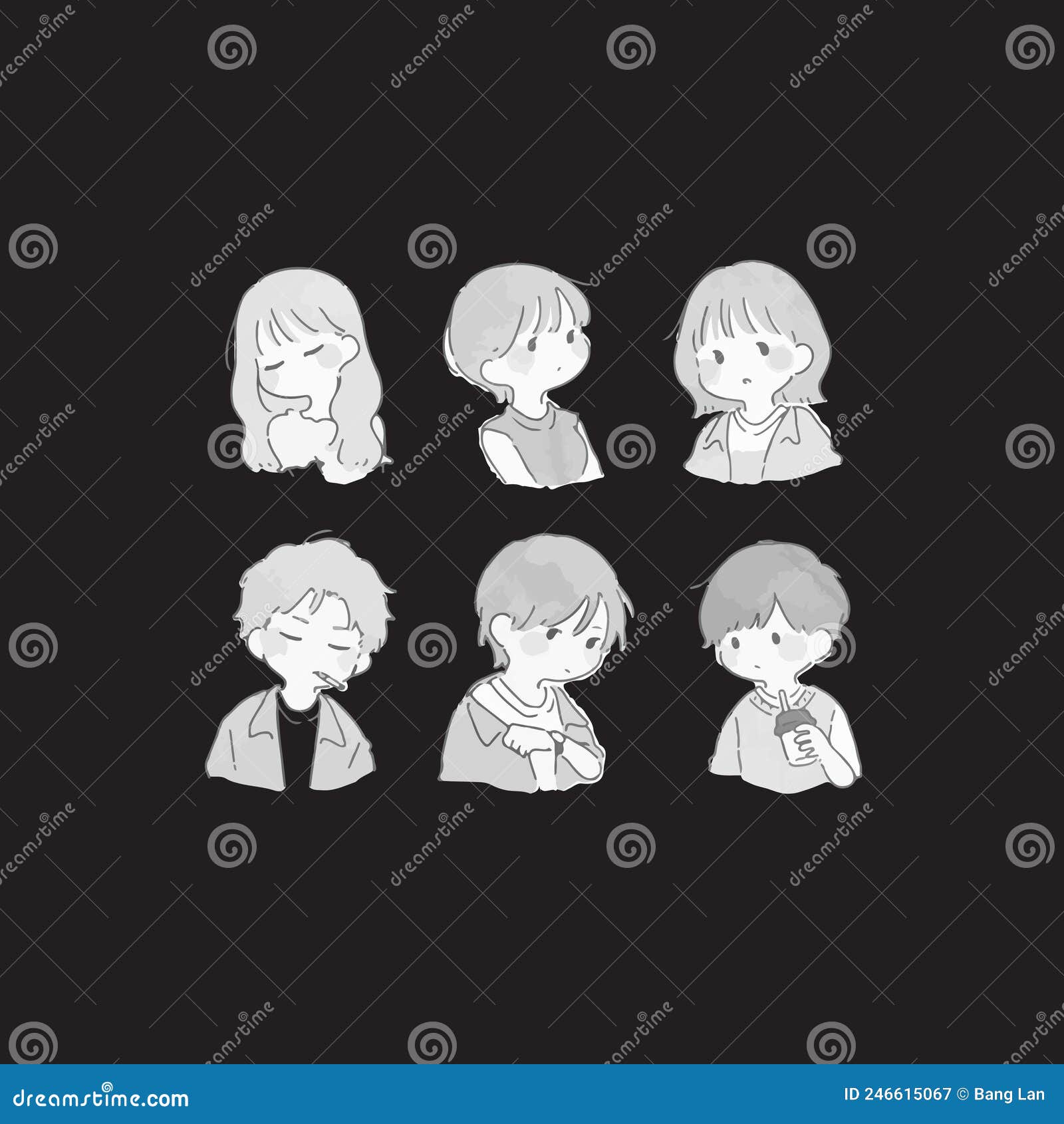 Printillustration Of A Sketch Of A Black And White Character Character ...