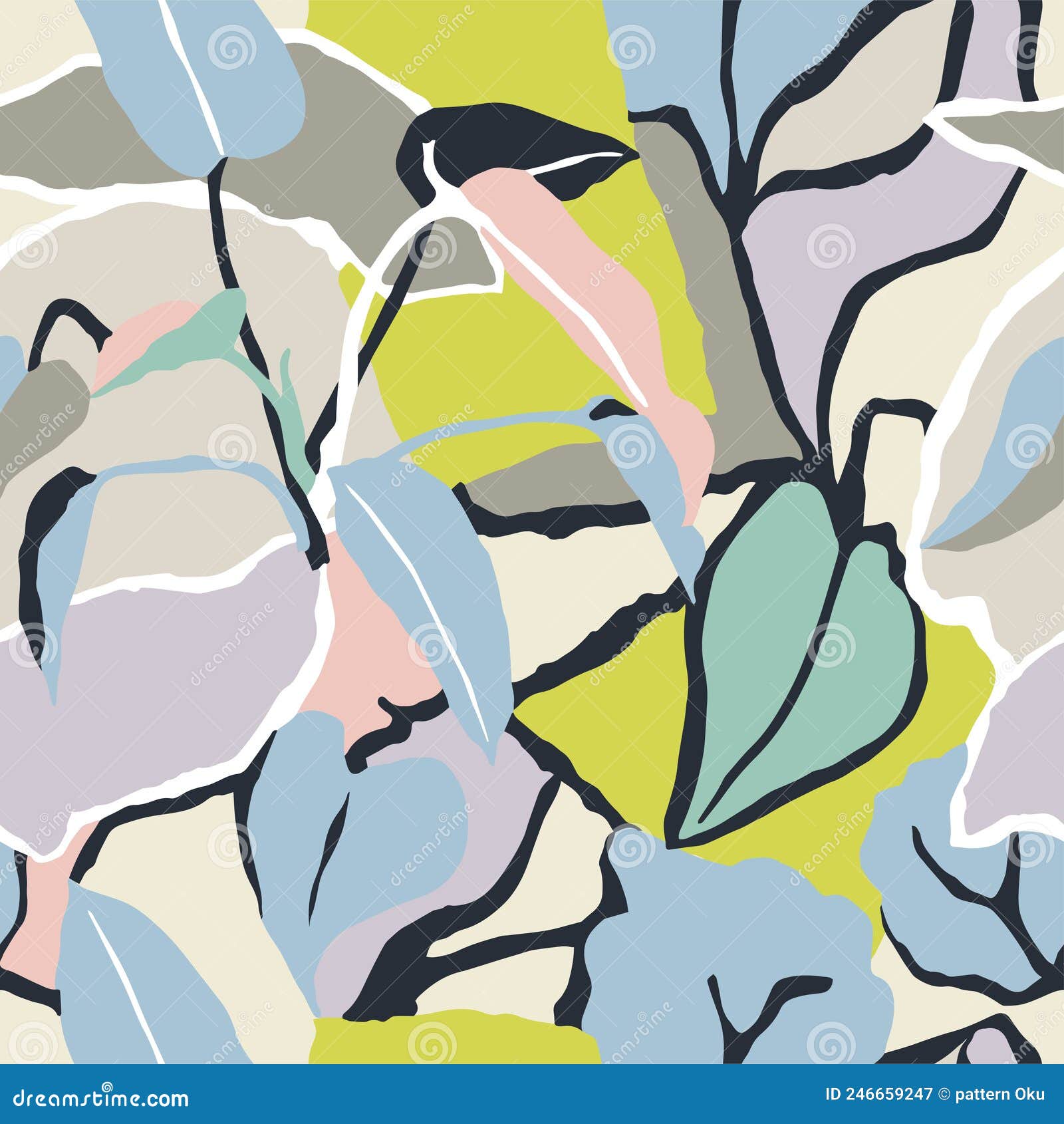 Vector Nature Inspired Botanical Art Illustration Seamless Repeat ...