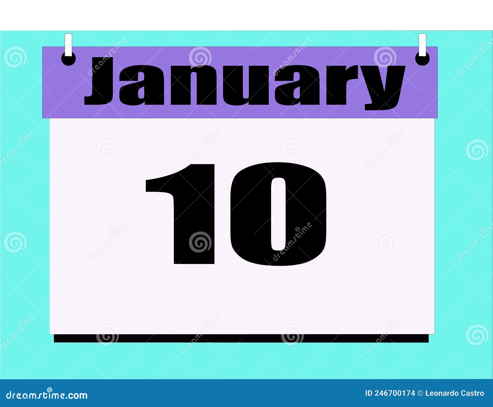 January Day Calendar Blue Background and Black Letters Stock ...