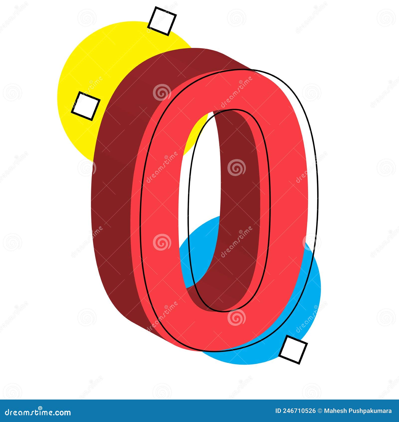 3d red number 0 stock vector. Illustration of text, office - 246710526