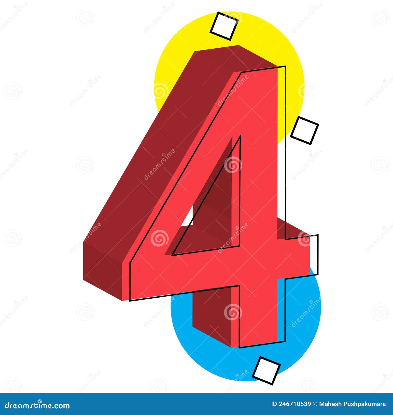 3d red number 04 stock vector. Illustration of schedule - 246710539