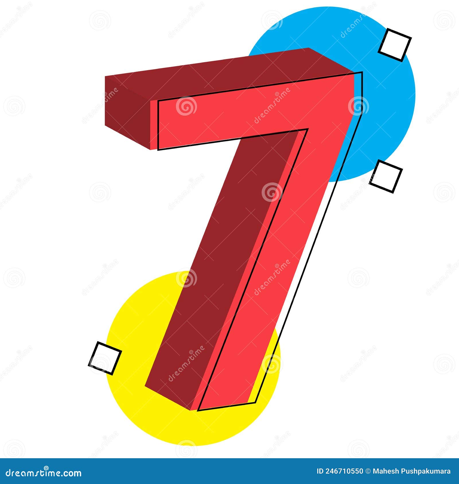 3d red number 07 stock vector. Illustration of meeting - 246710550