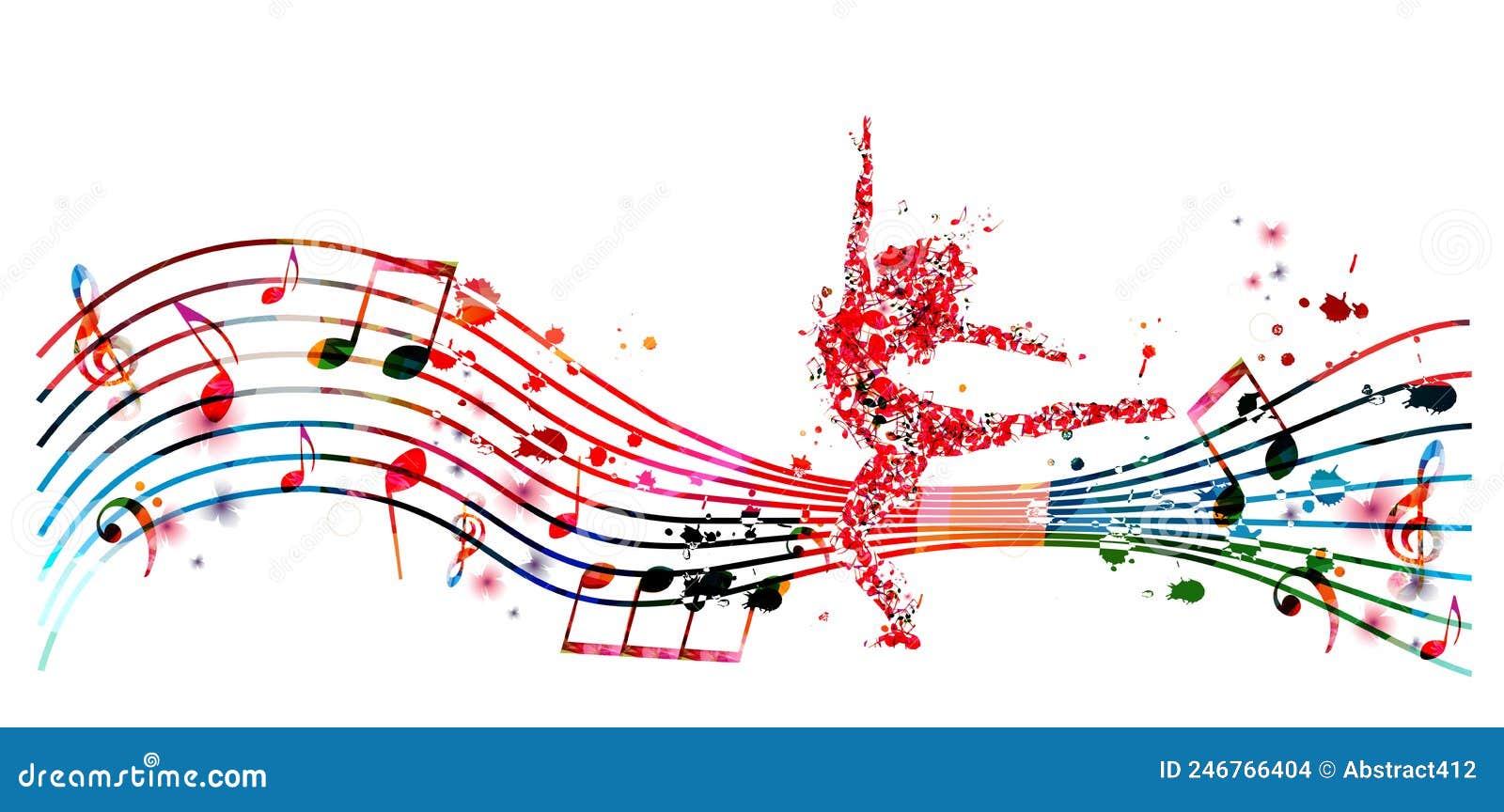 Woman Dancing Made of Musical Notes. Red Musical Notes Dancer Performer ...