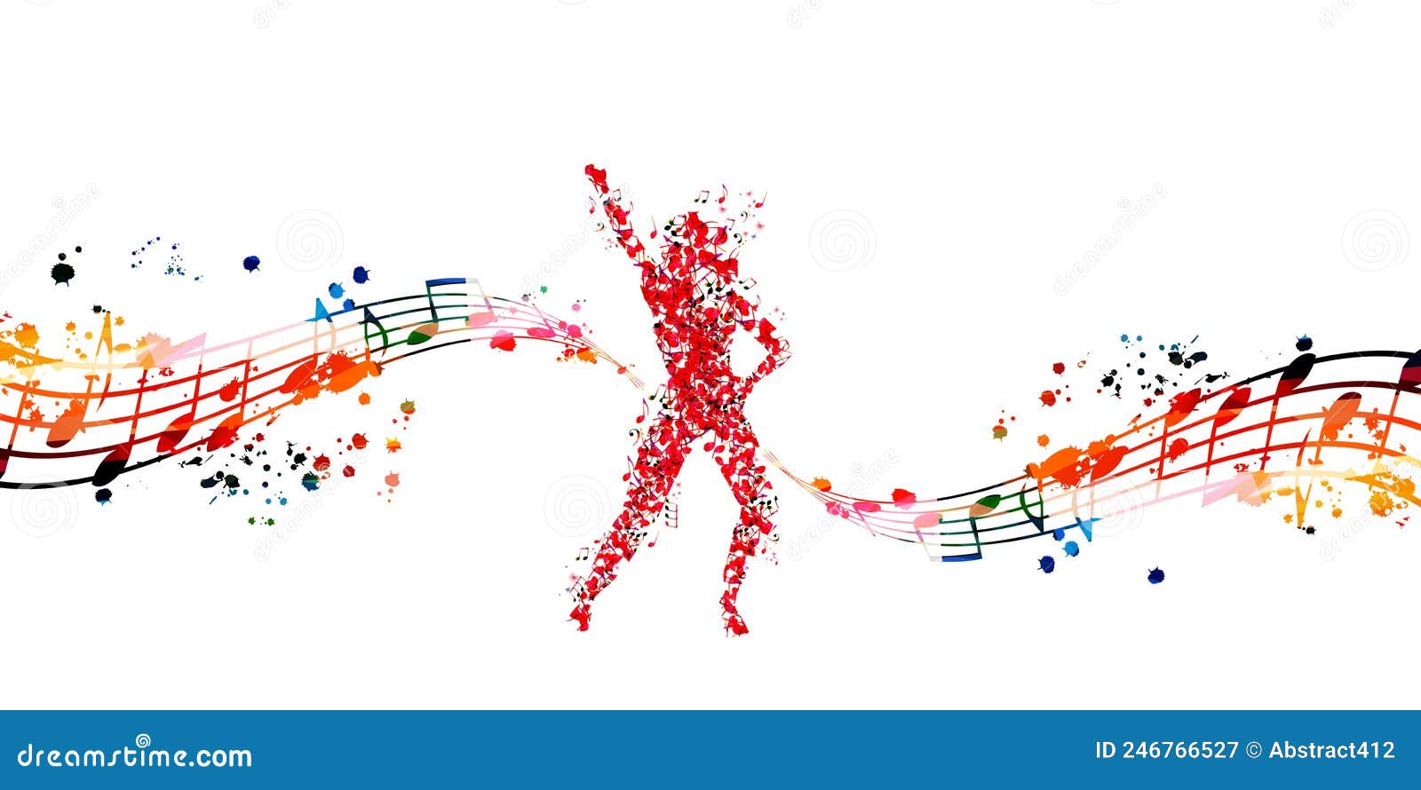 Woman Dancing Made of Musical Notes. Red Musical Notes Dancer Performer ...