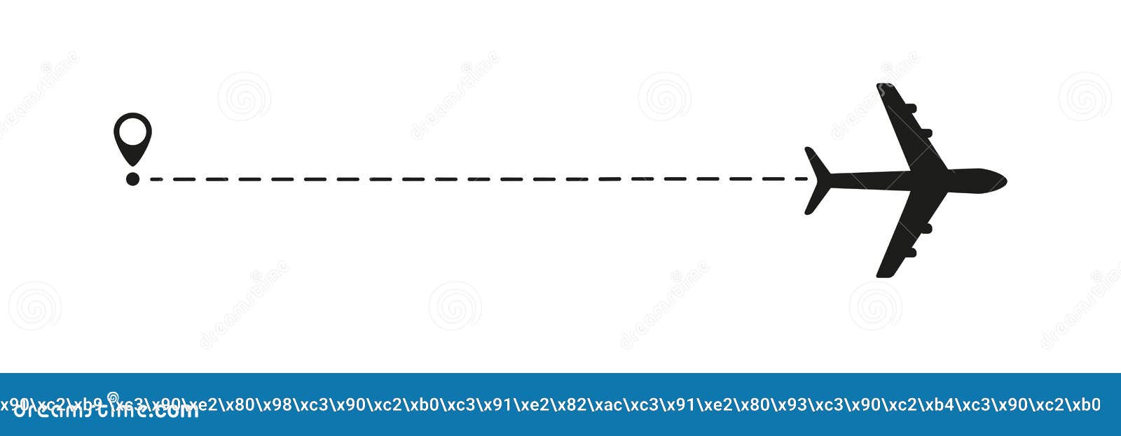 Airplane Line Path. Air Plane Flight Route with Start Point and Dotted ...