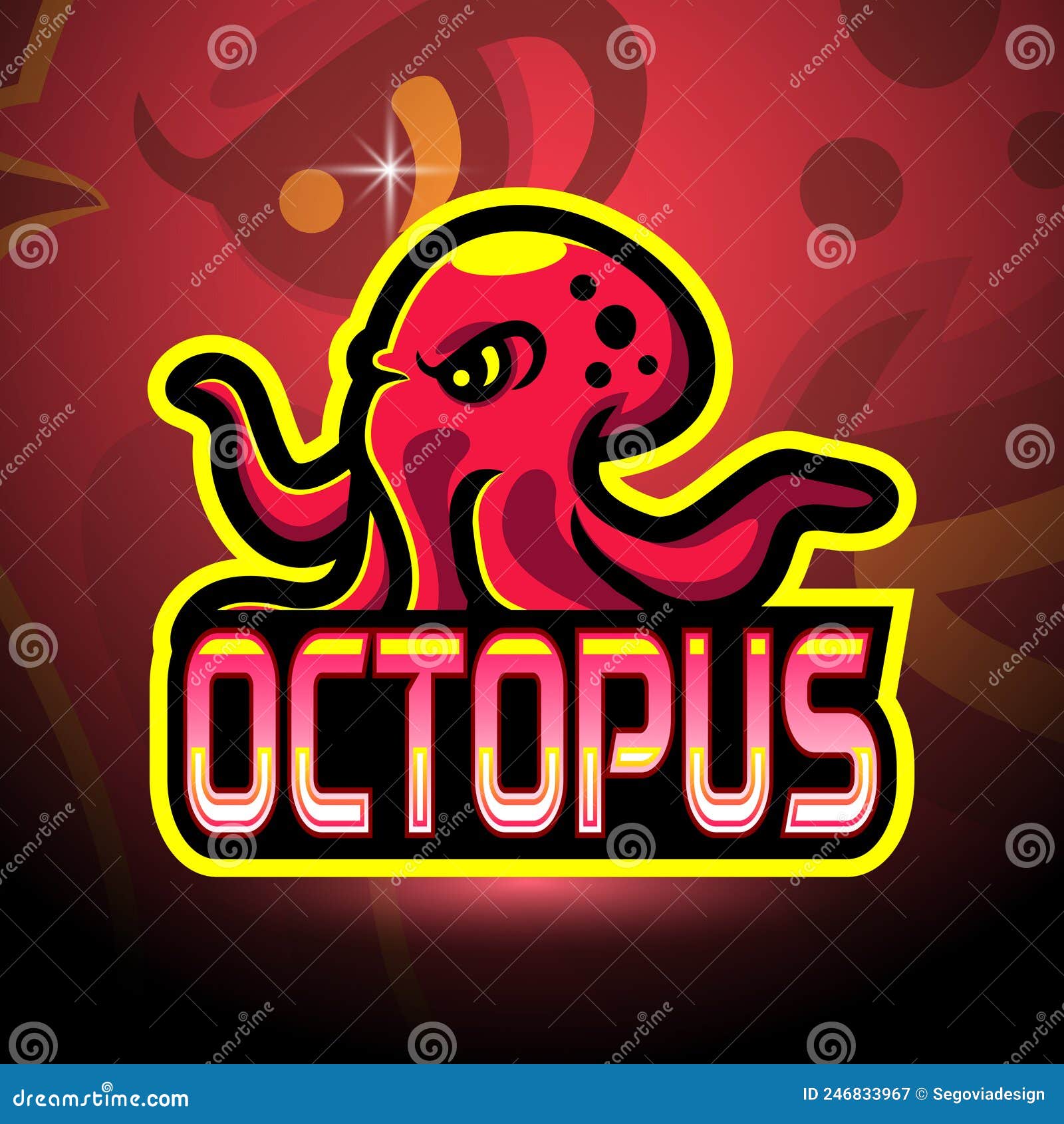 Octopus Esport Logo Mascot Design Stock Vector - Illustration of kraken ...