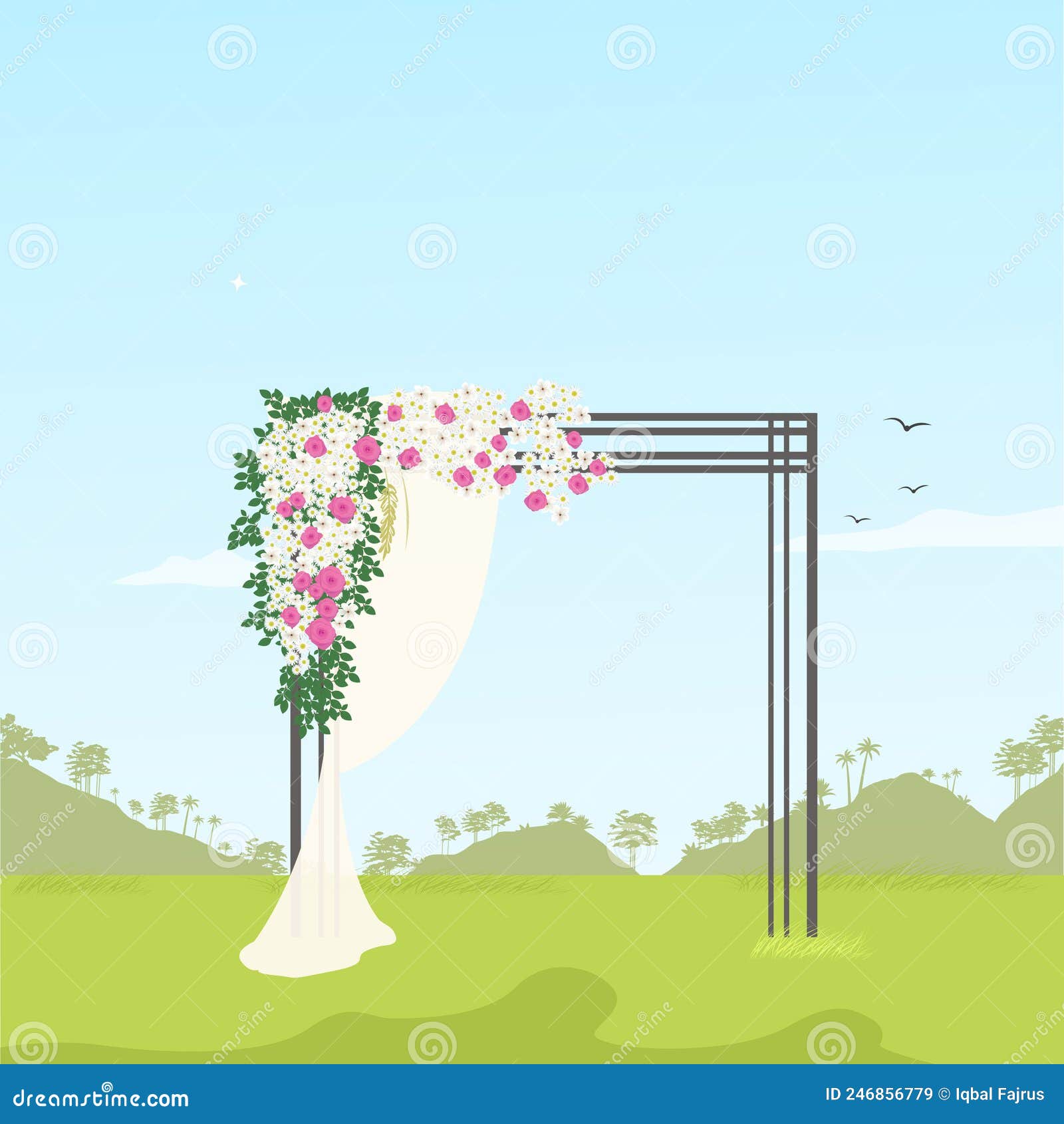 A Wedding Gate Full of Flowers, Couple Love. Stock Vector ...