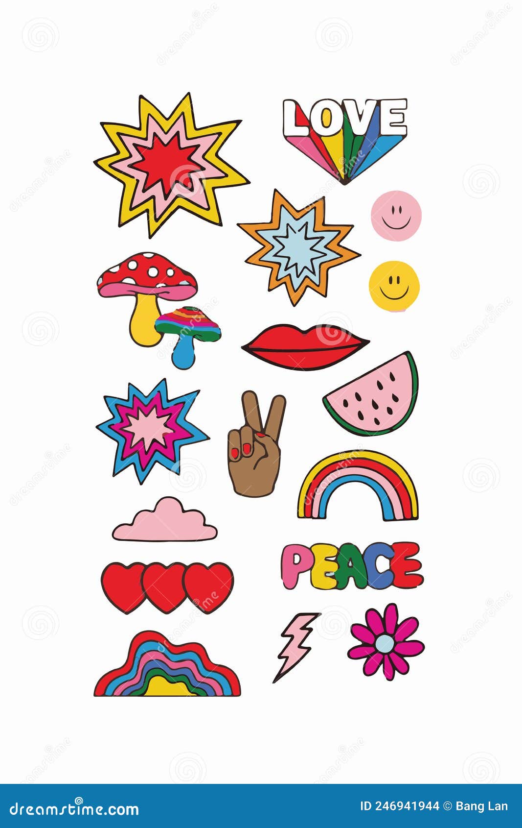 Illustration of Picture Stickers with Retro Theme. Stock Vector ...