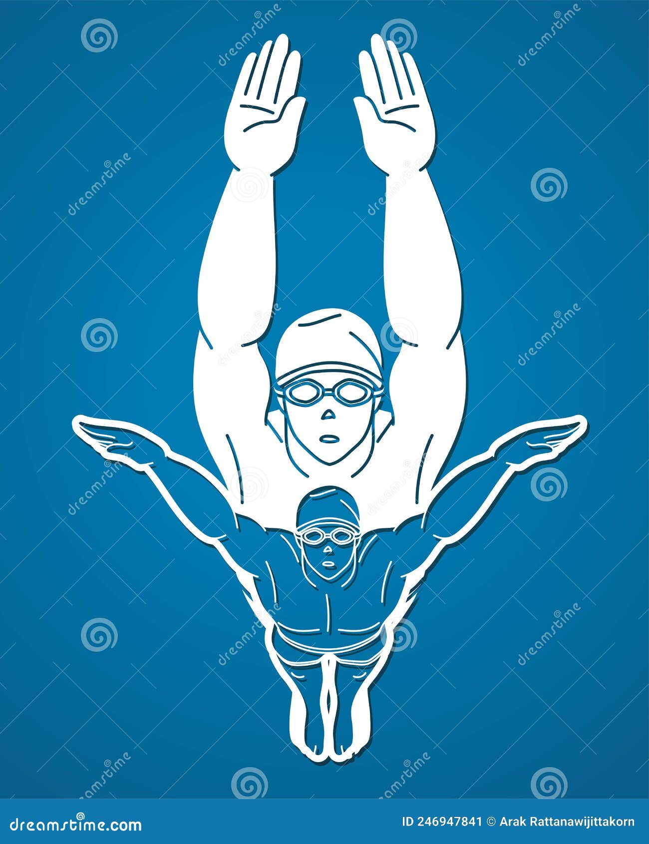 People Swimming Swimmer Action Together Cartoon Sport Graphic Vector ...