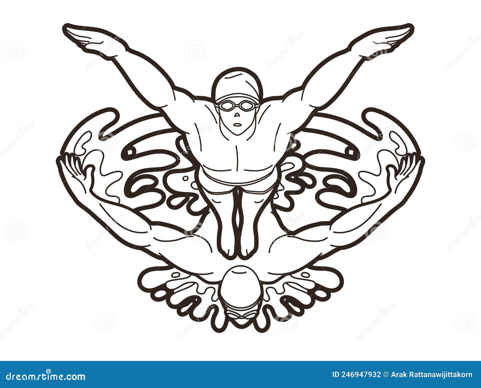 People Swimming Swimmer Action Together Cartoon Sport Graphic Vector ...