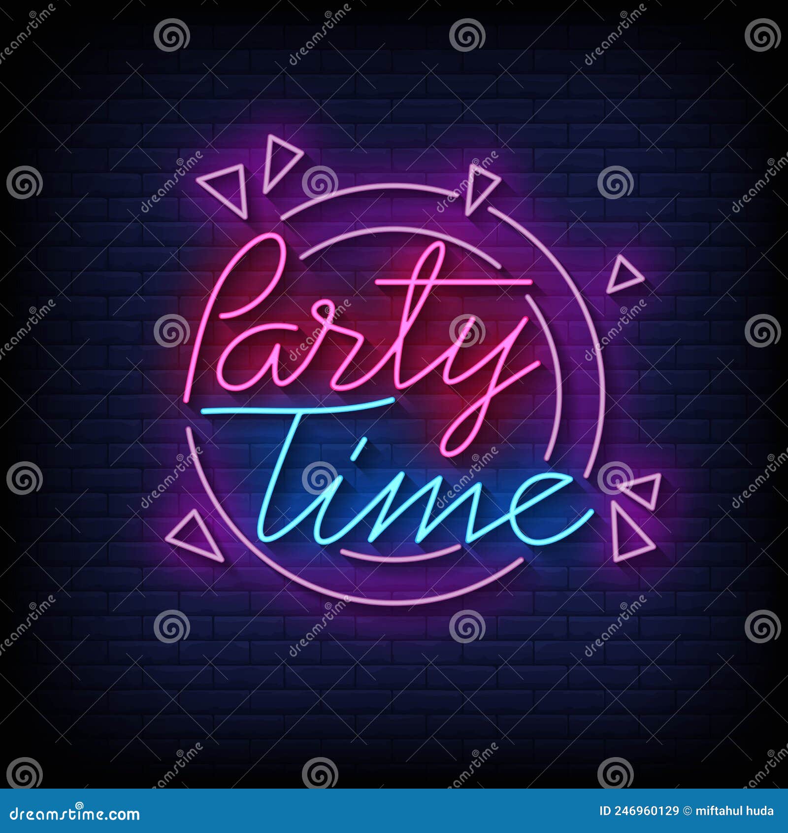 Party Time Neon Signs Style Text Vector Stock Vector - Illustration of ...