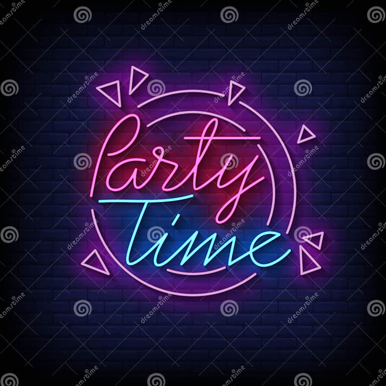 Party Time Neon Signs Style Text Vector Stock Vector - Illustration of ...