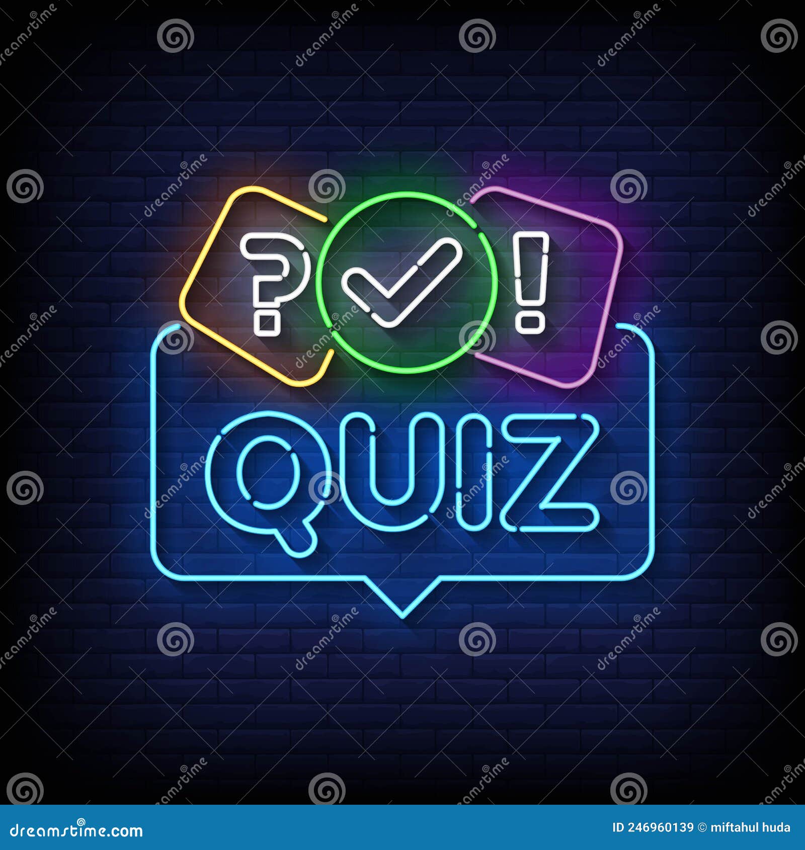 Quiz Neon Signs Style Text Vector Stock Vector - Illustration of bright ...