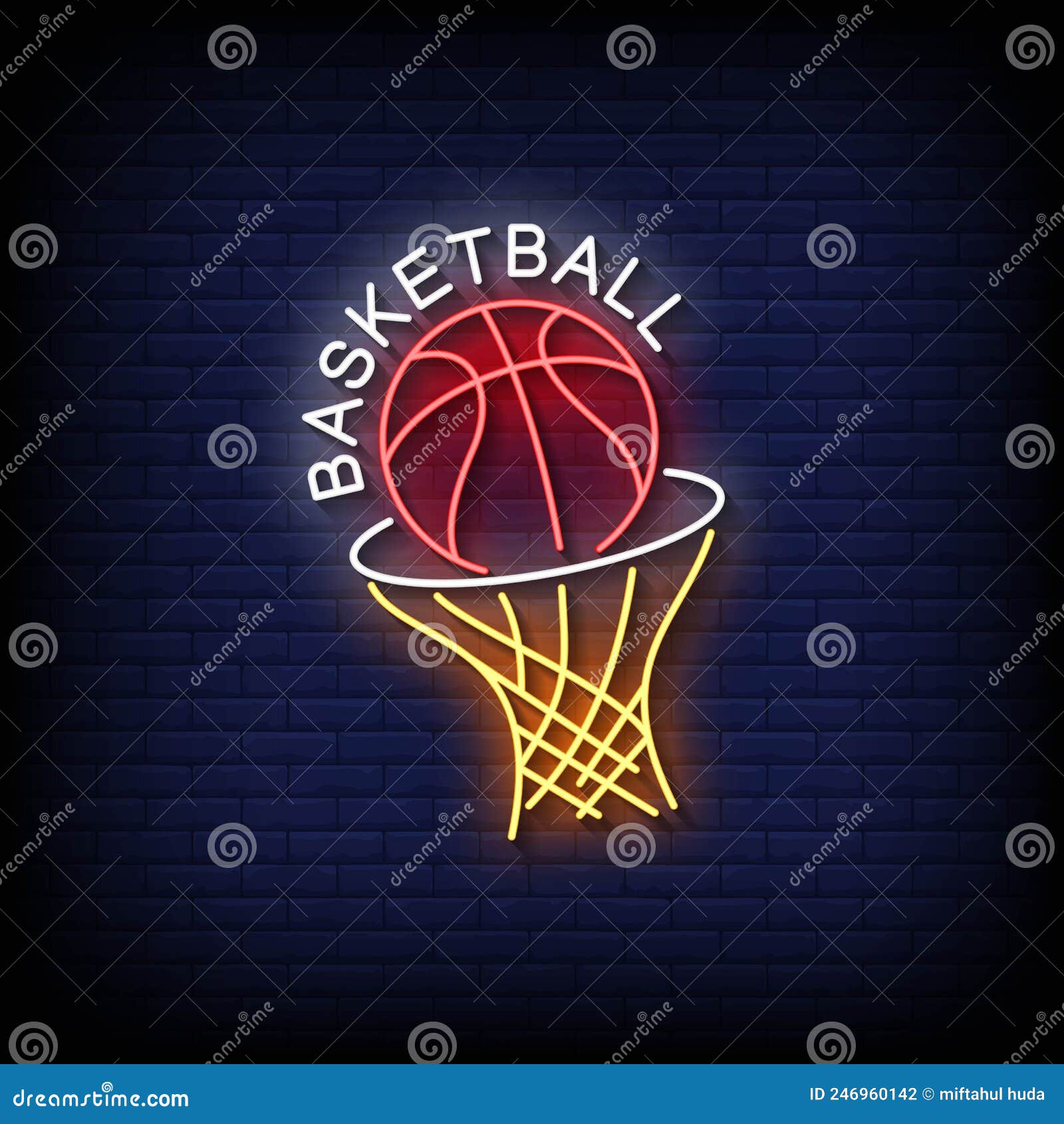Basketball Neon Signs Style Text Vector Stock Vector - Illustration of ...