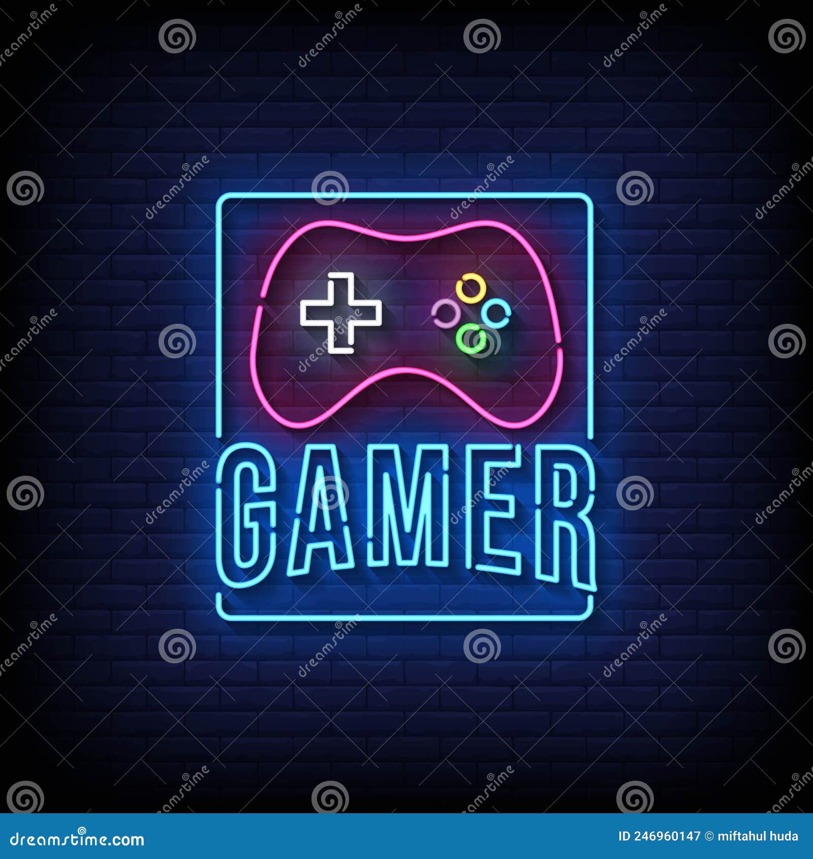 Gamer Neon Signs Style Text Vector Stock Vector - Illustration of ...