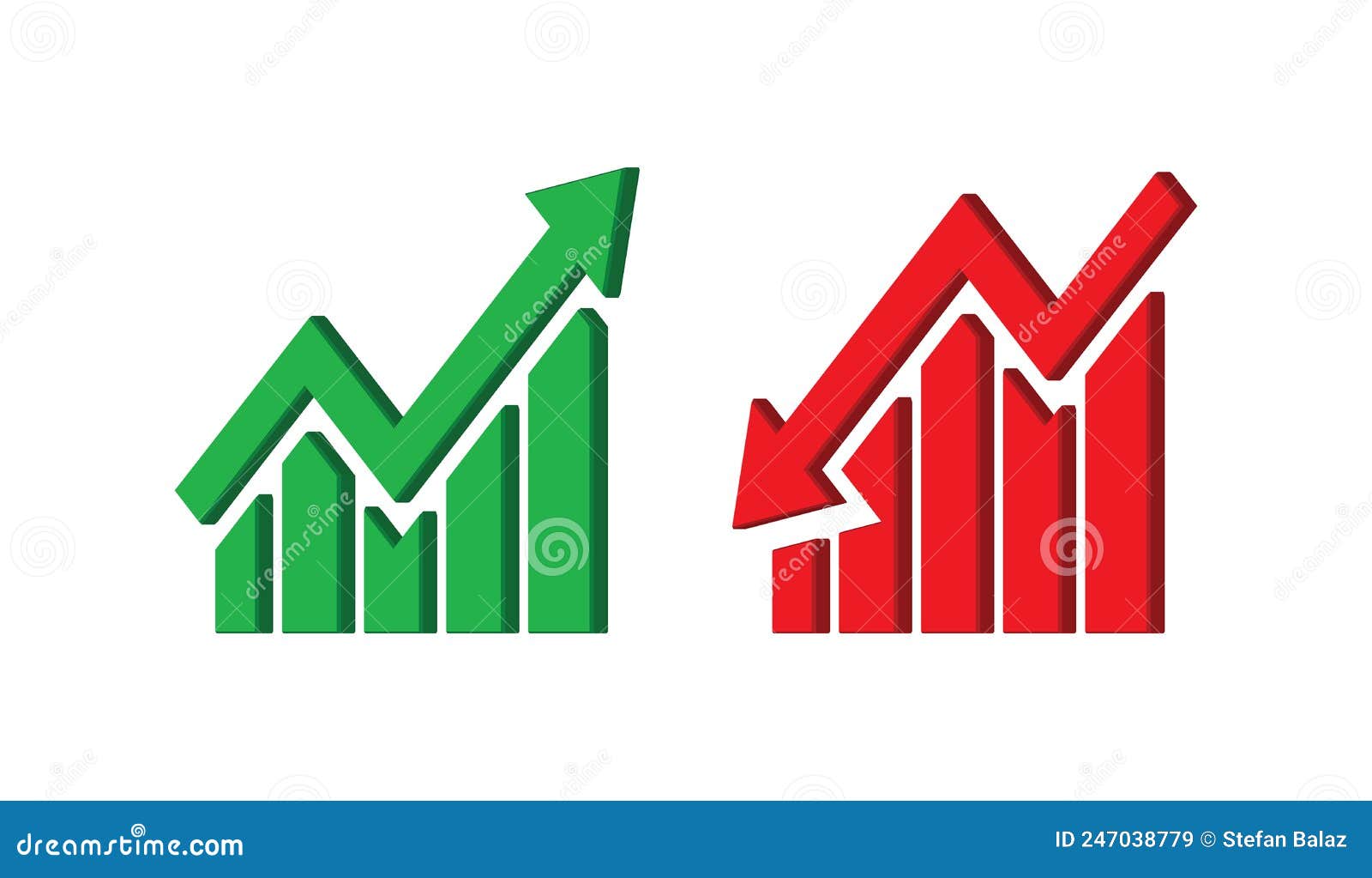 Graph Going Up and Down Sign with Green and Red Arrows Vector. Flat Design Vector Illustration ...