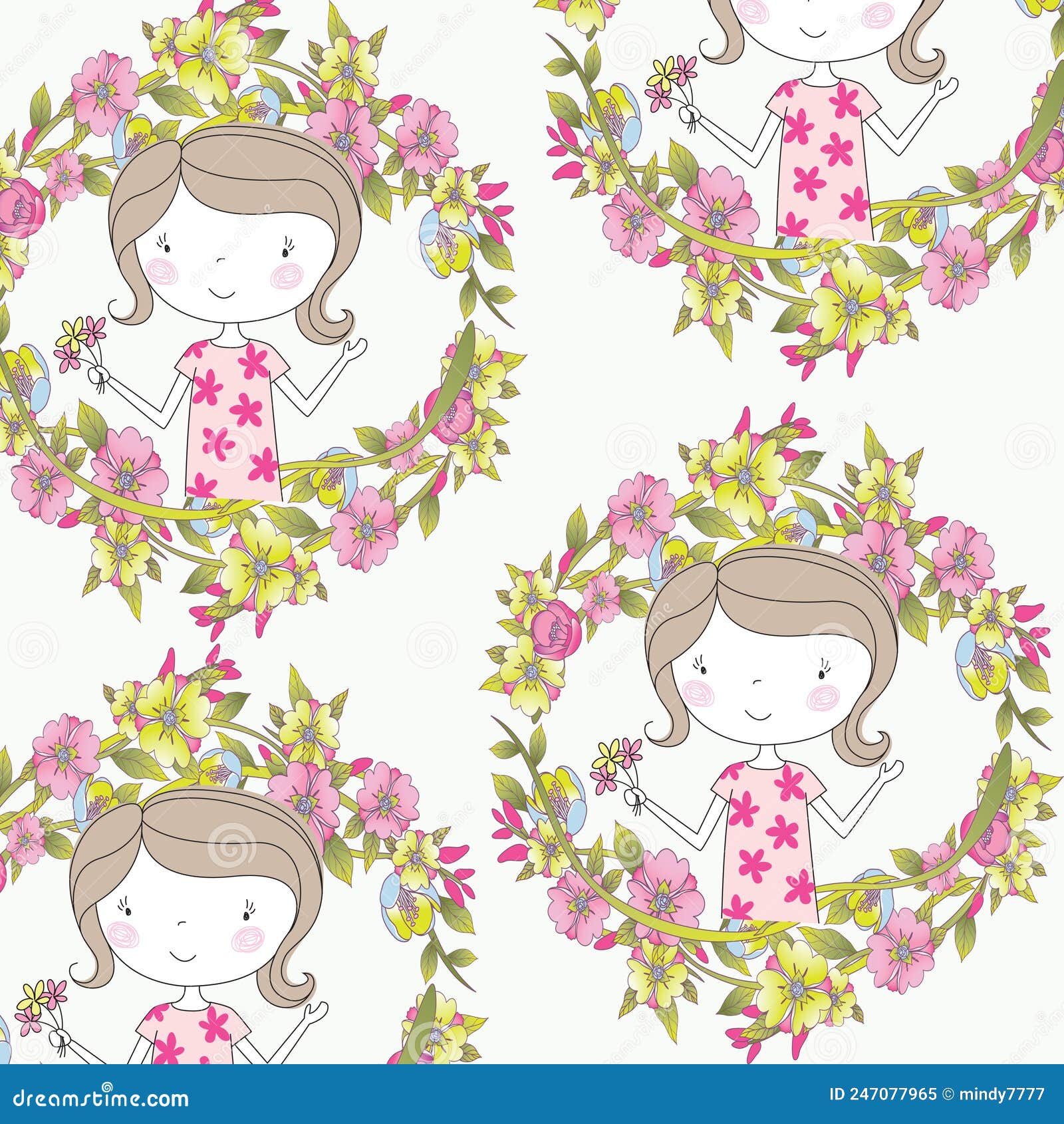 Cute Girl Pattern Vector Illustration. Vector Print Stock Vector ...
