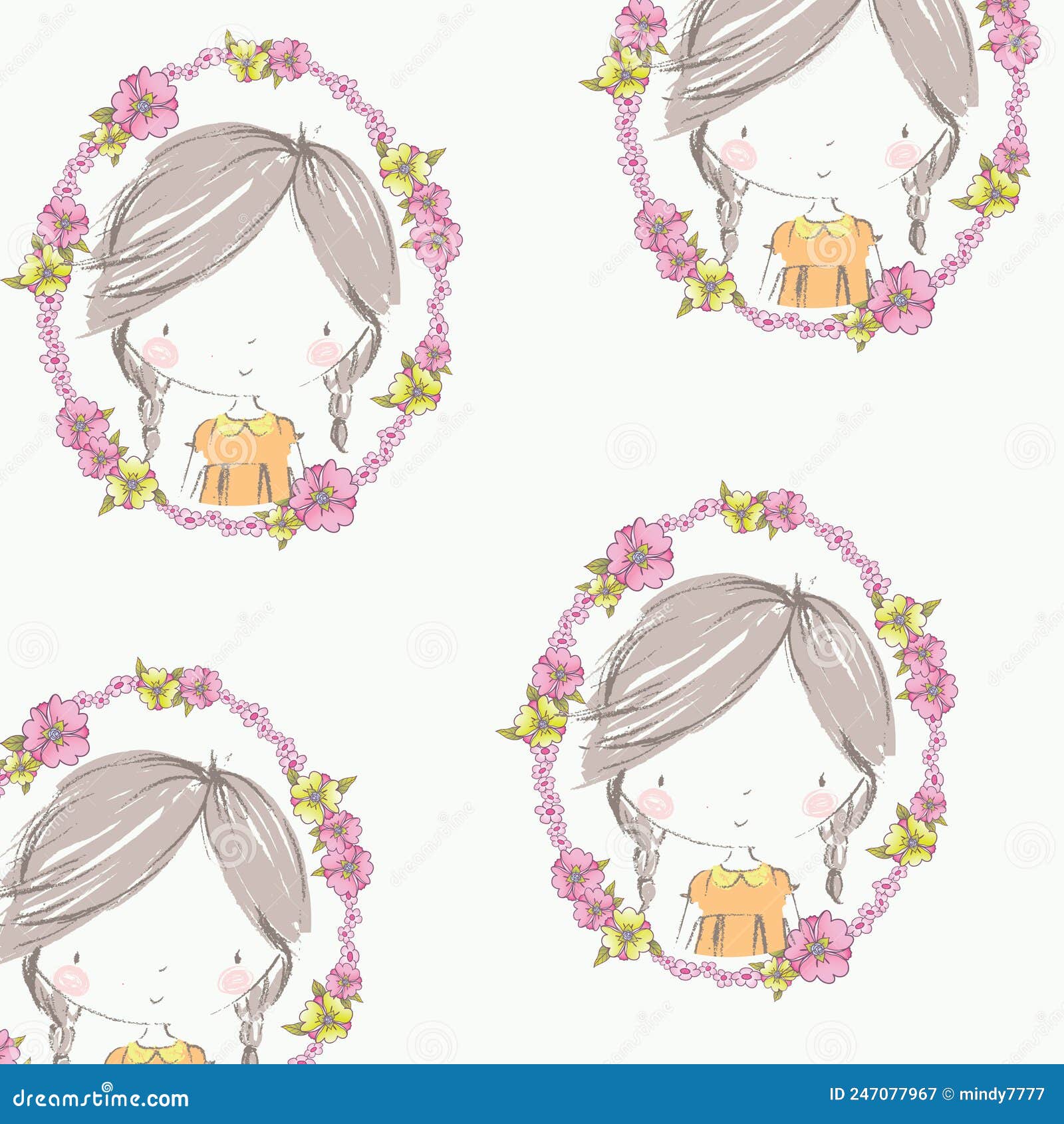 Cute Girl Pattern Vector Illustration. Vector Print Stock Vector ...
