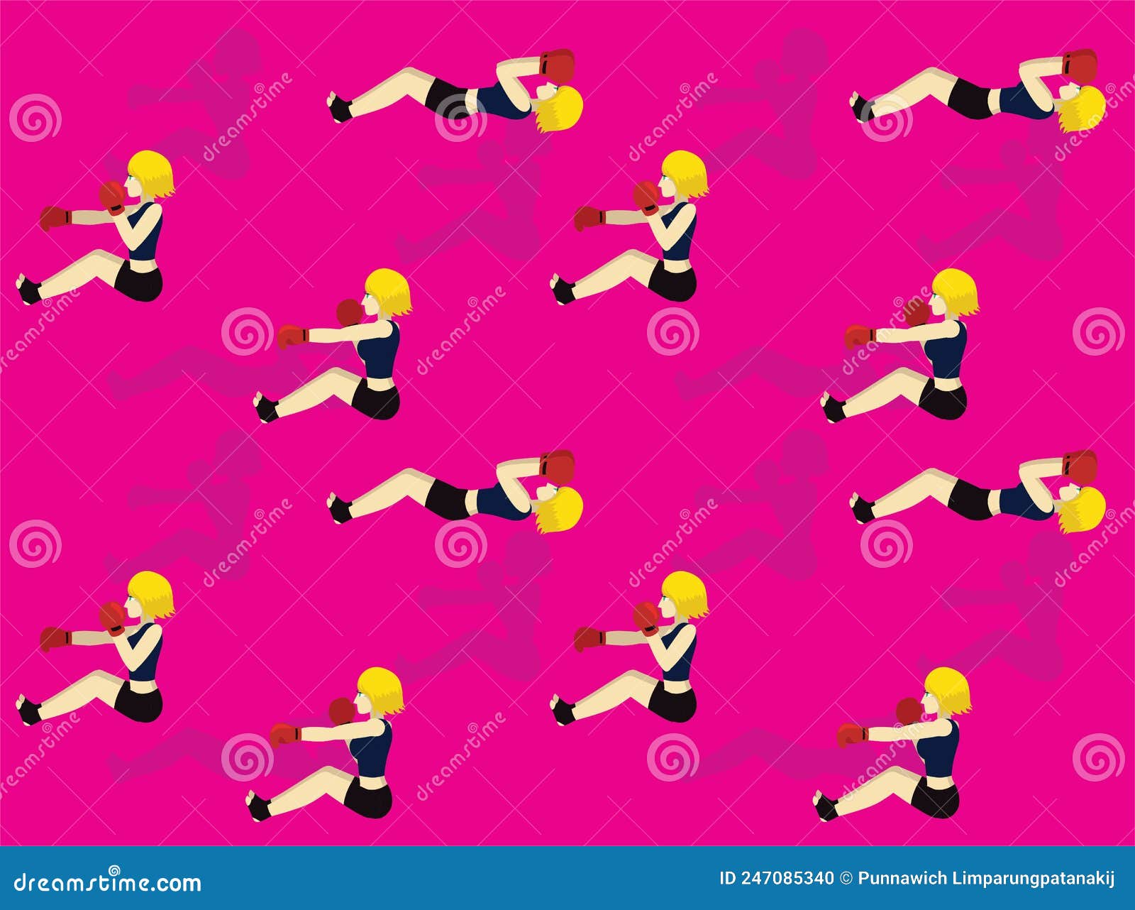 Sit Up Punches Manga Boxing Poses Set Man Cartoon Vector Illustration ...