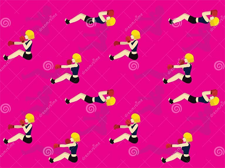 Boxing Poses Sit Up Punches Cartoon Seamless Wallpaper Background Stock ...