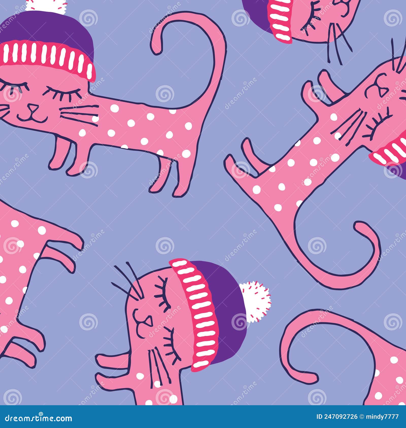Cute Cat Pattern. Lovely Nursery Art for Card, Invitation, Wall Art ...