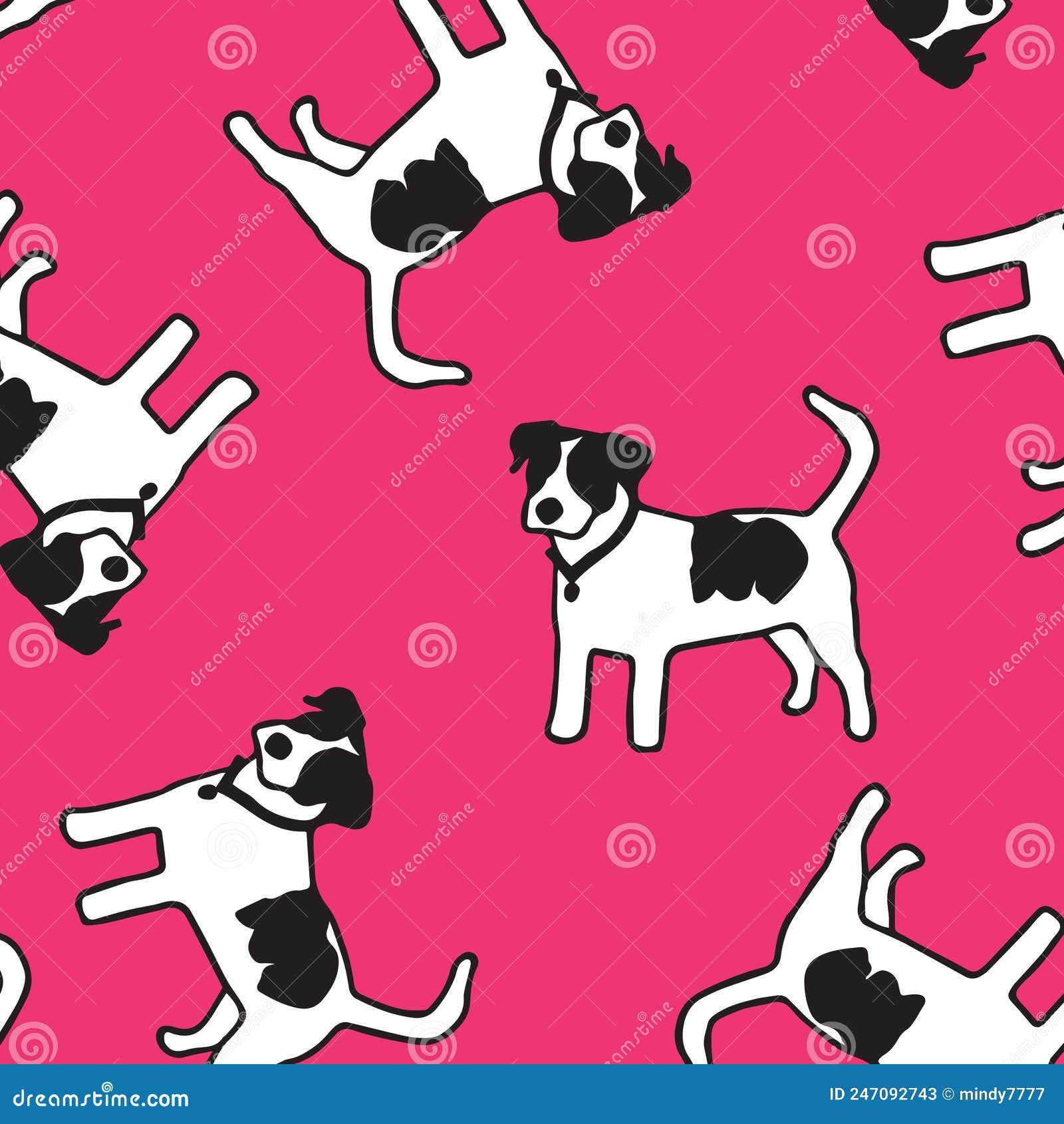 Cute Puppy Pattern on a Light Pink Background. Lovely Nursery Art for ...
