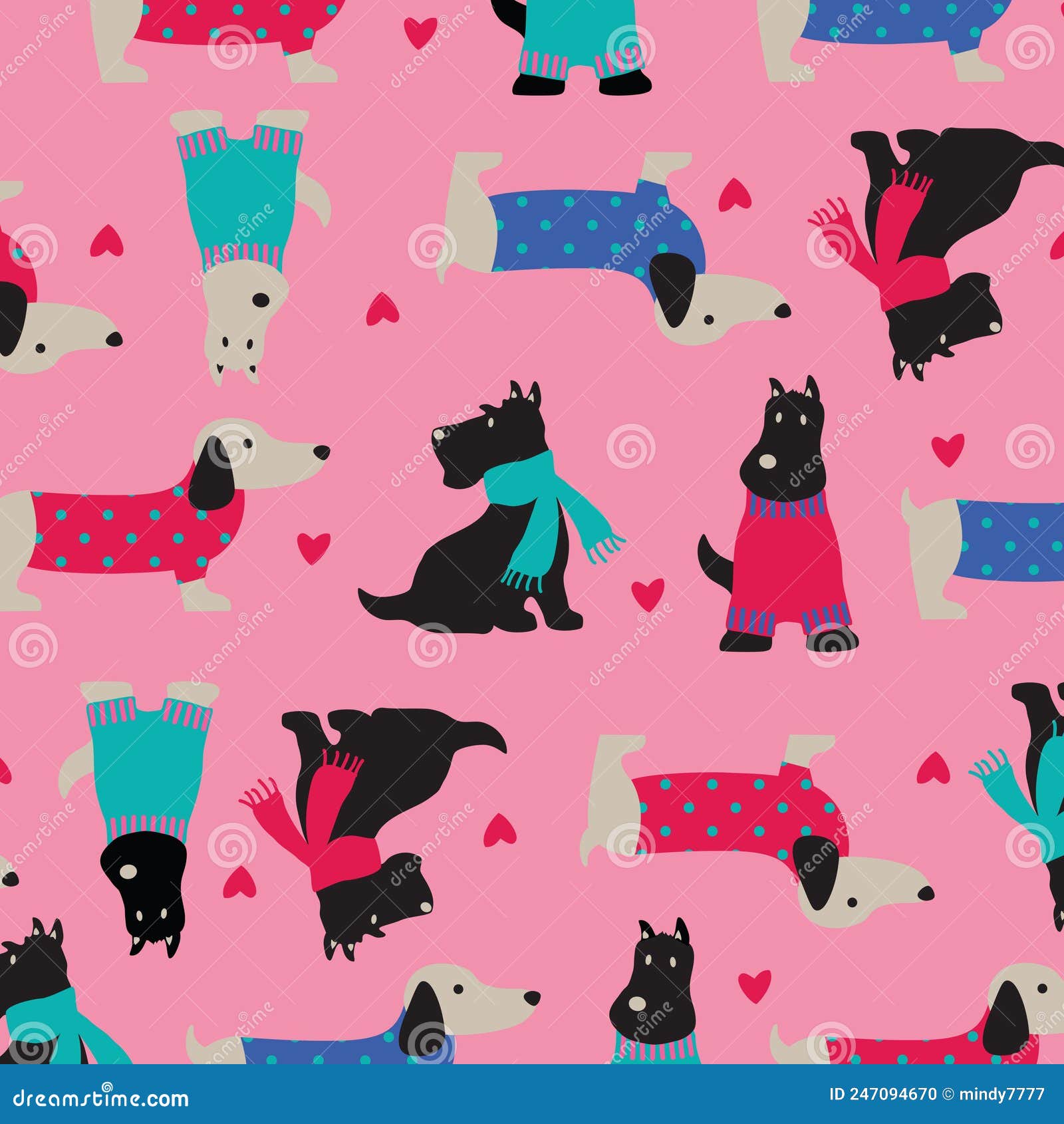 Cute dog pattern set. stock vector. Illustration of design - 247094670