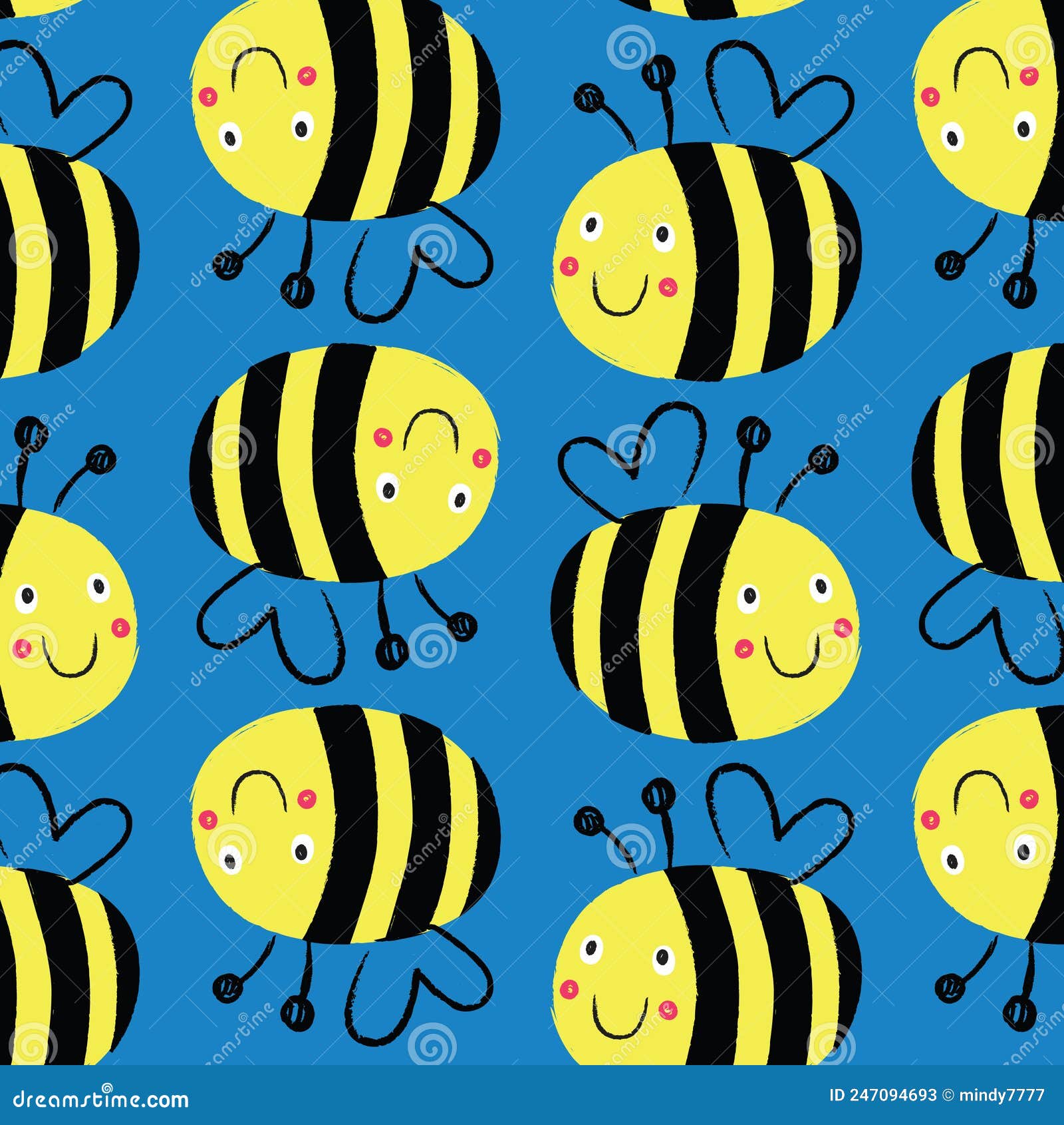 Bee Vector Pattern Seamless Background Stock Vector - Illustration of ...