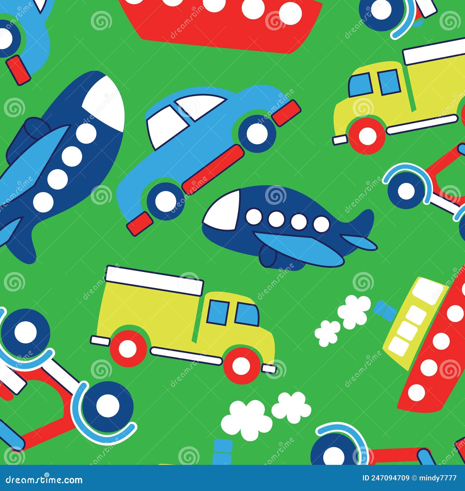 Cute Baby Car Pattern Vector Illustration. for Wrapping Paper, Greeting ...