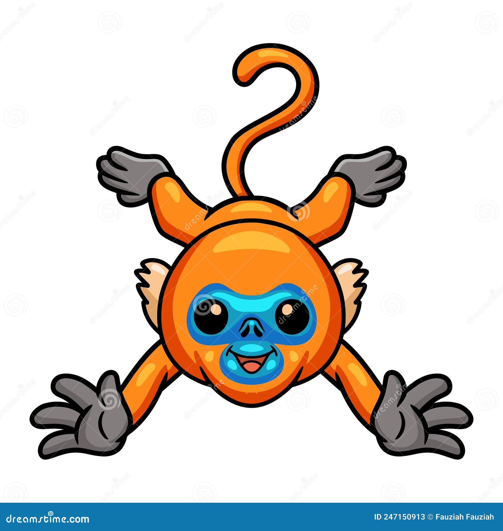 Cute Little Golden Monkey Cartoon Posing Stock Vector - Illustration of ...