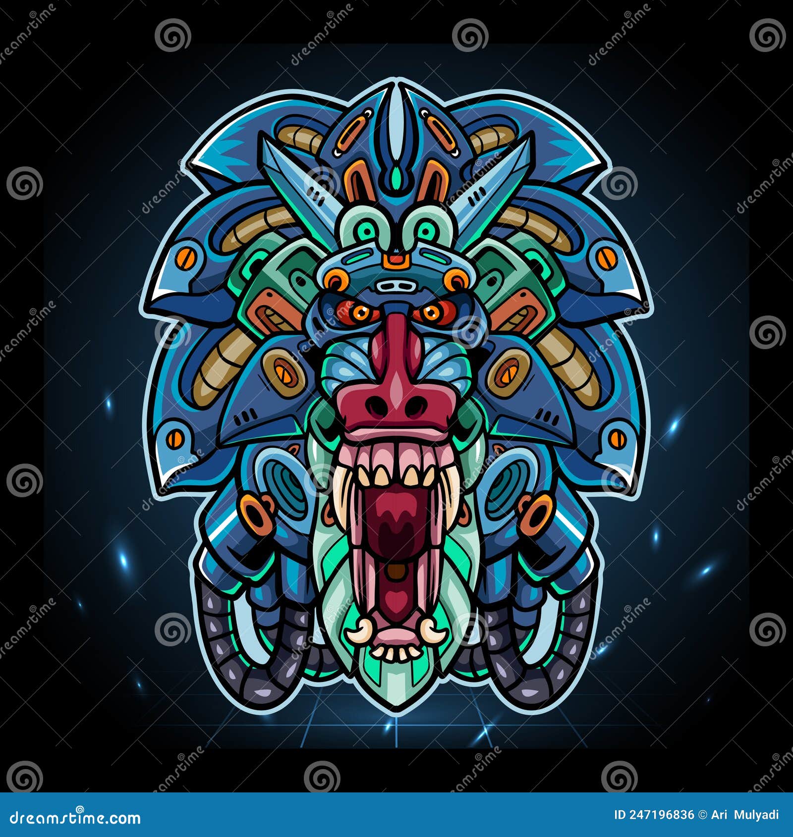 Mandrill Head Angry Mandala Zentangle Coloring Page Illustration ...