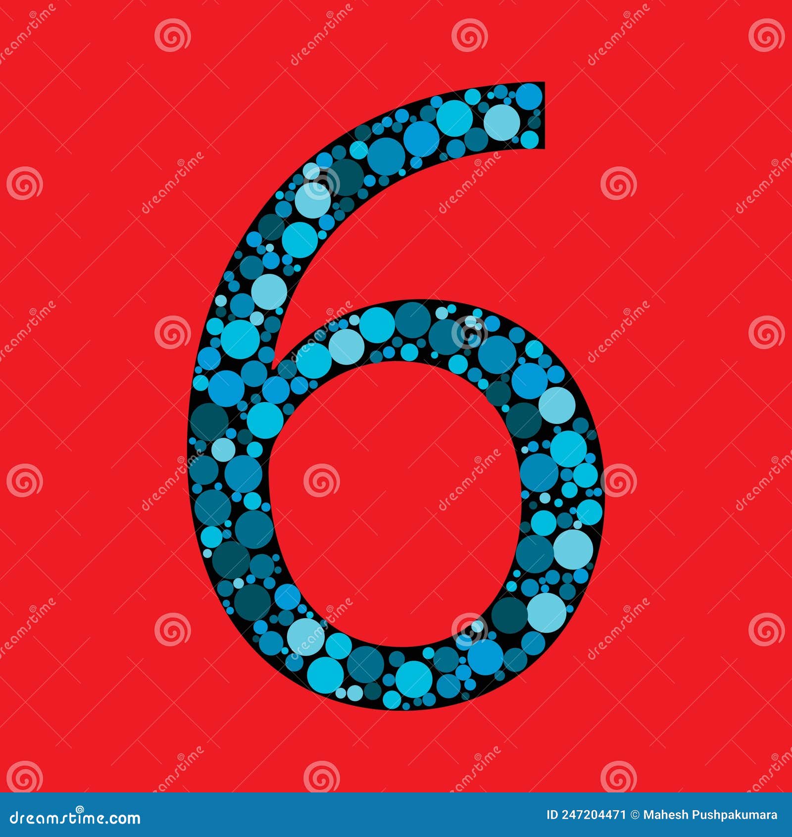 Vector Sign Number 6 in the Red Background Stock Vector - Illustration ...