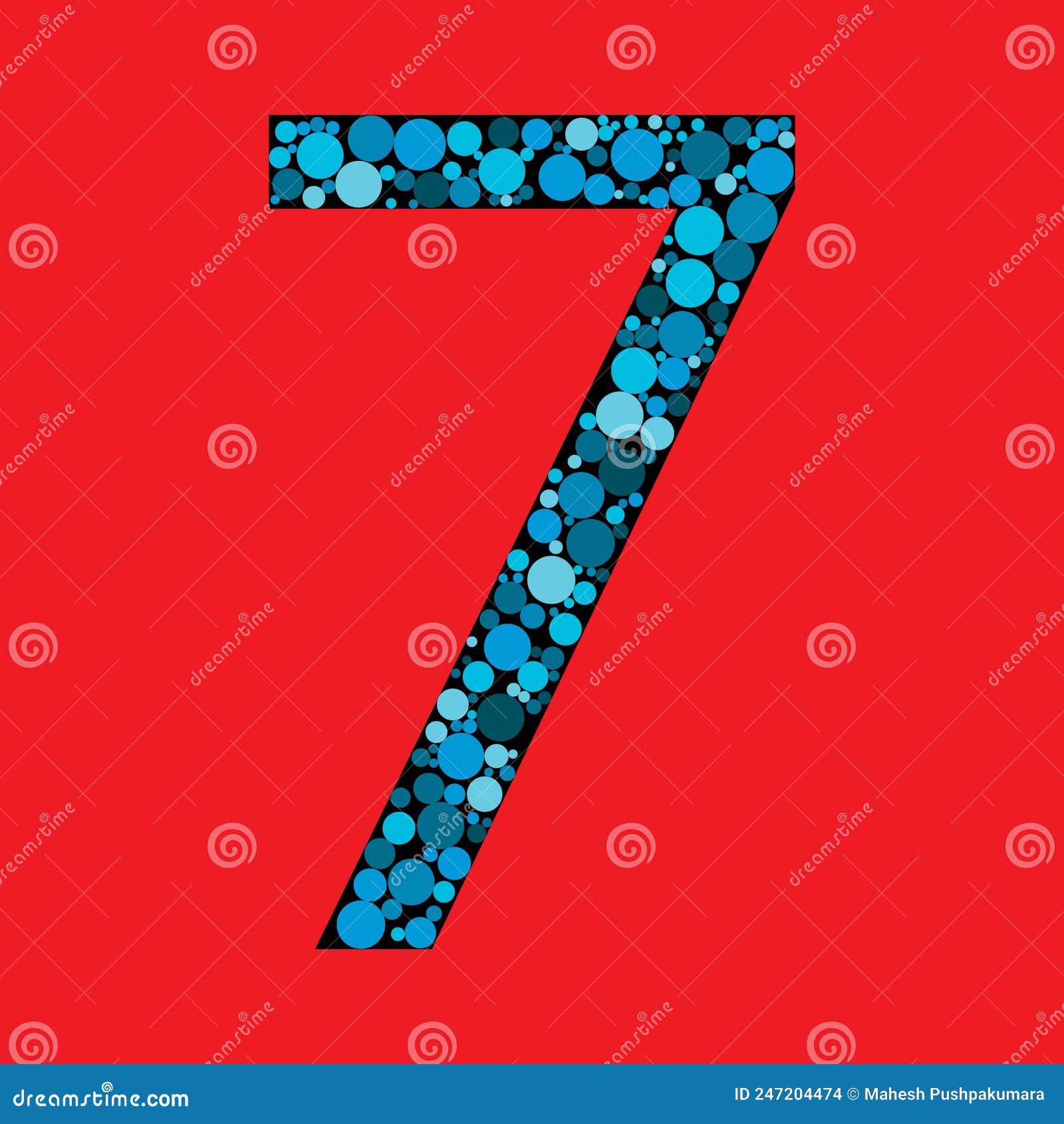 Vector Sign Number 7 in the Red Background Stock Vector - Illustration ...