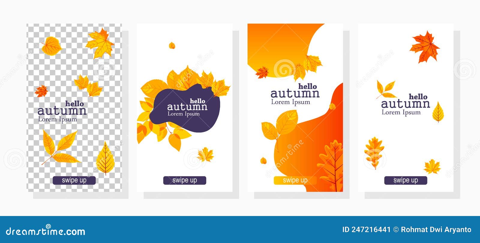 Set of Leave Banners Illustration with Abstract Shape for Autumn Sale ...