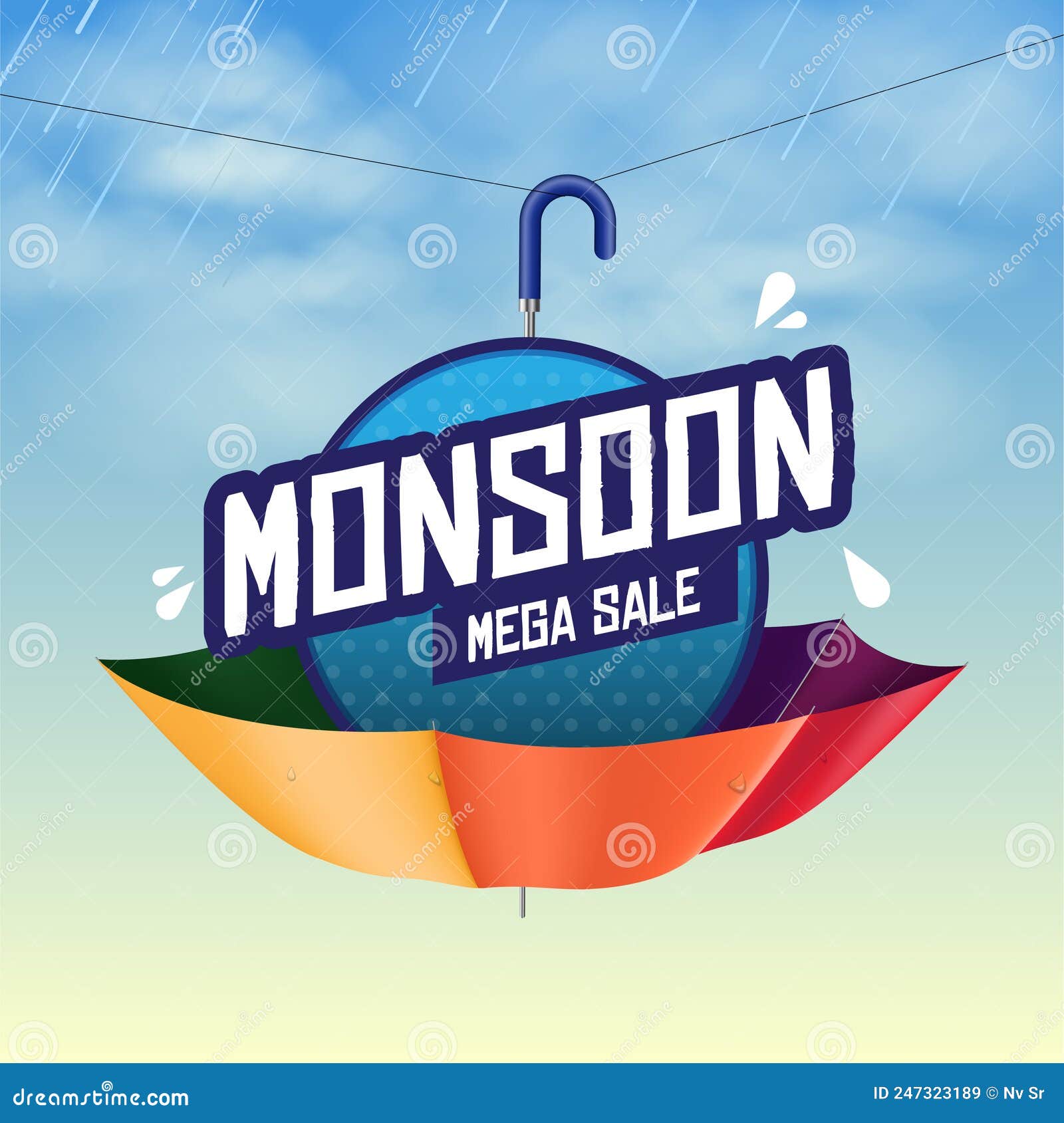 Monsoon Mega Sale - Vector Illustration Stock Vector - Illustration of ...